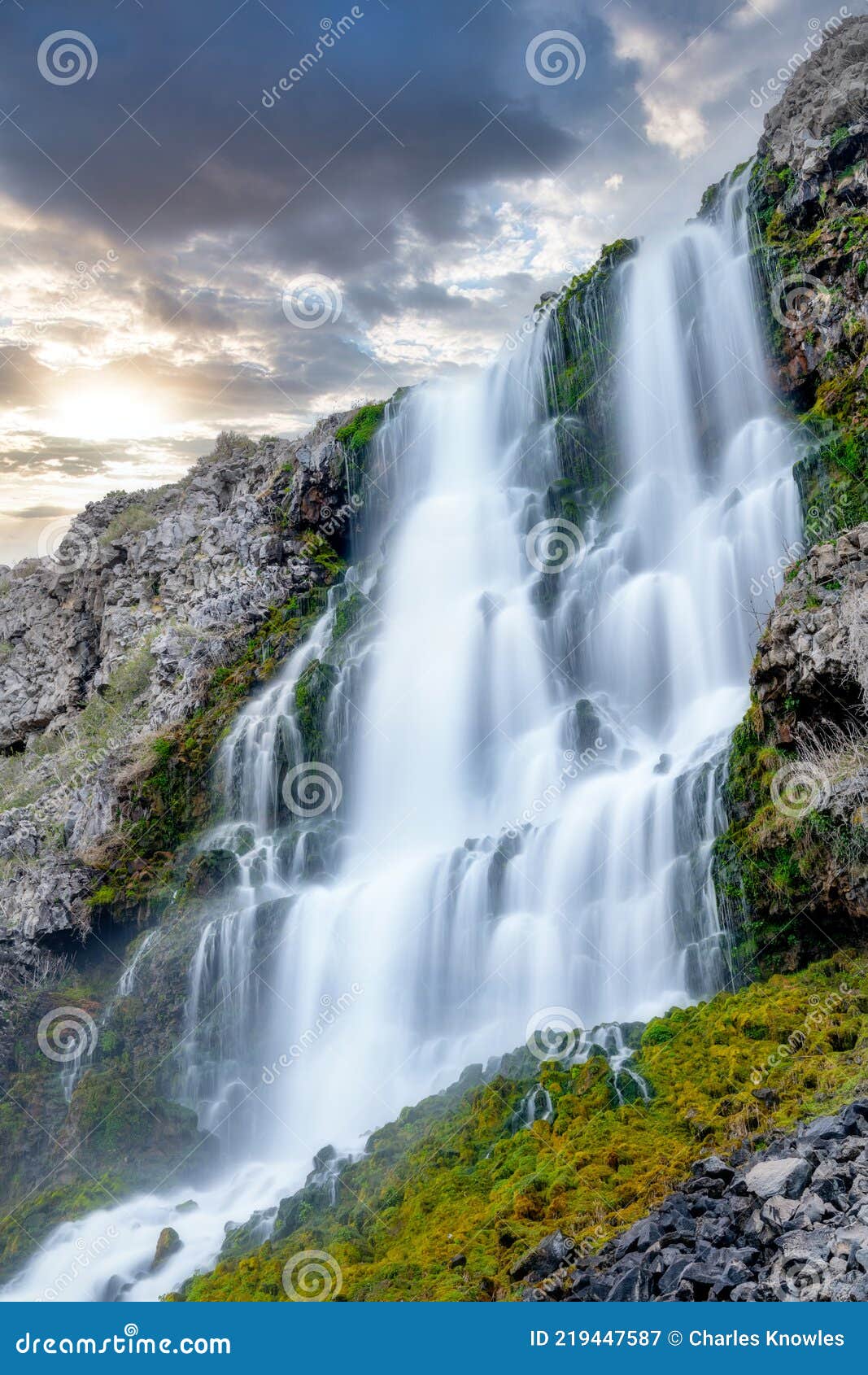 Dramatic Waterfall in the Light of Morning Stock Image - Image of ...