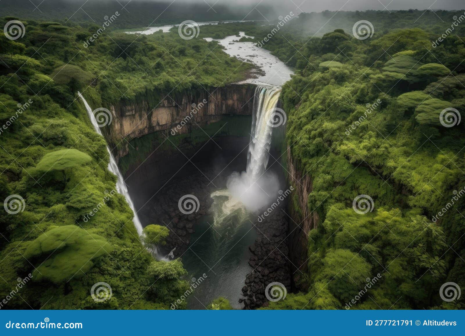 Dramatic Waterfall Scenes Shot from Above, with the Water Cascading ...