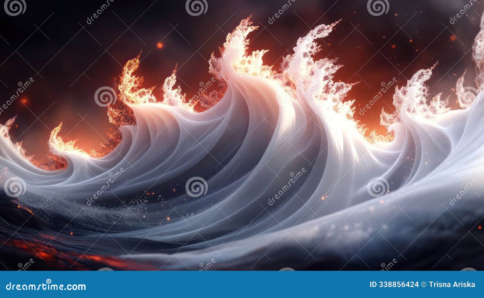 A Dramatic Wave of Fire and Water, Merging Elements of Nature in a ...