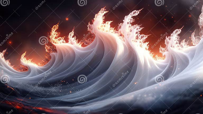 A Dramatic Wave of Fire and Water, Merging Elements of Nature in a ...
