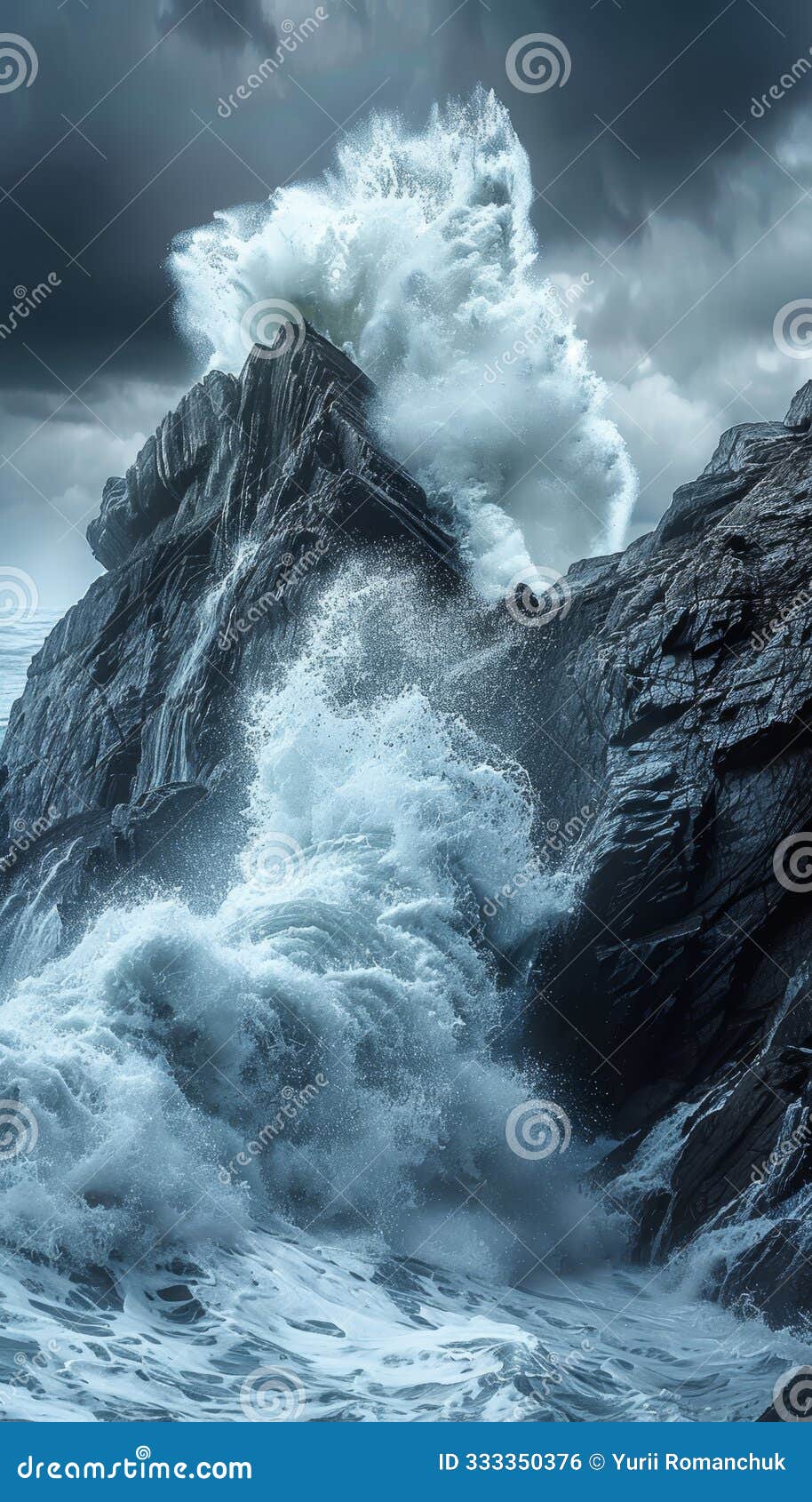 Dramatic Waves Collide with Jagged Rocks Amidst a Tempestuous Coastal ...