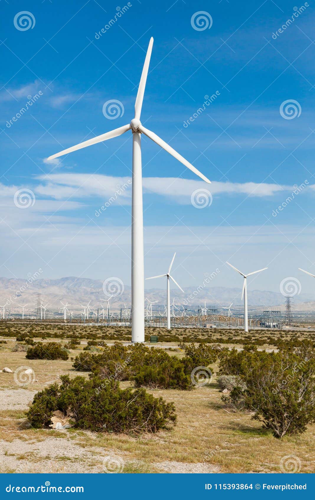 Dramatic Wind Turbine Farm in the Desert of California. Stock Photo ...