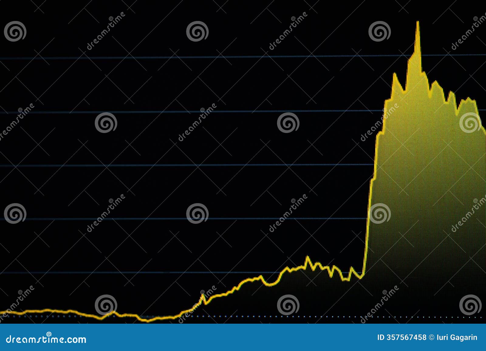 Dramatic Yellow Line Graph Showing Peak Data Trend on Black Background ...