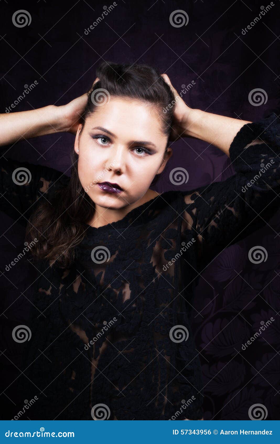 Dramatic Young Female Portrait Stock Photo - Image of head, hair: 57343956