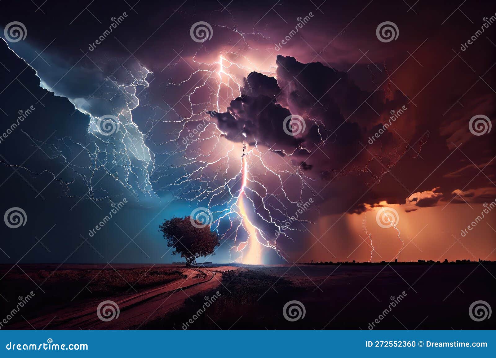Dramtthunderclouds with Lightning Flashes Over the Ocean Stock ...