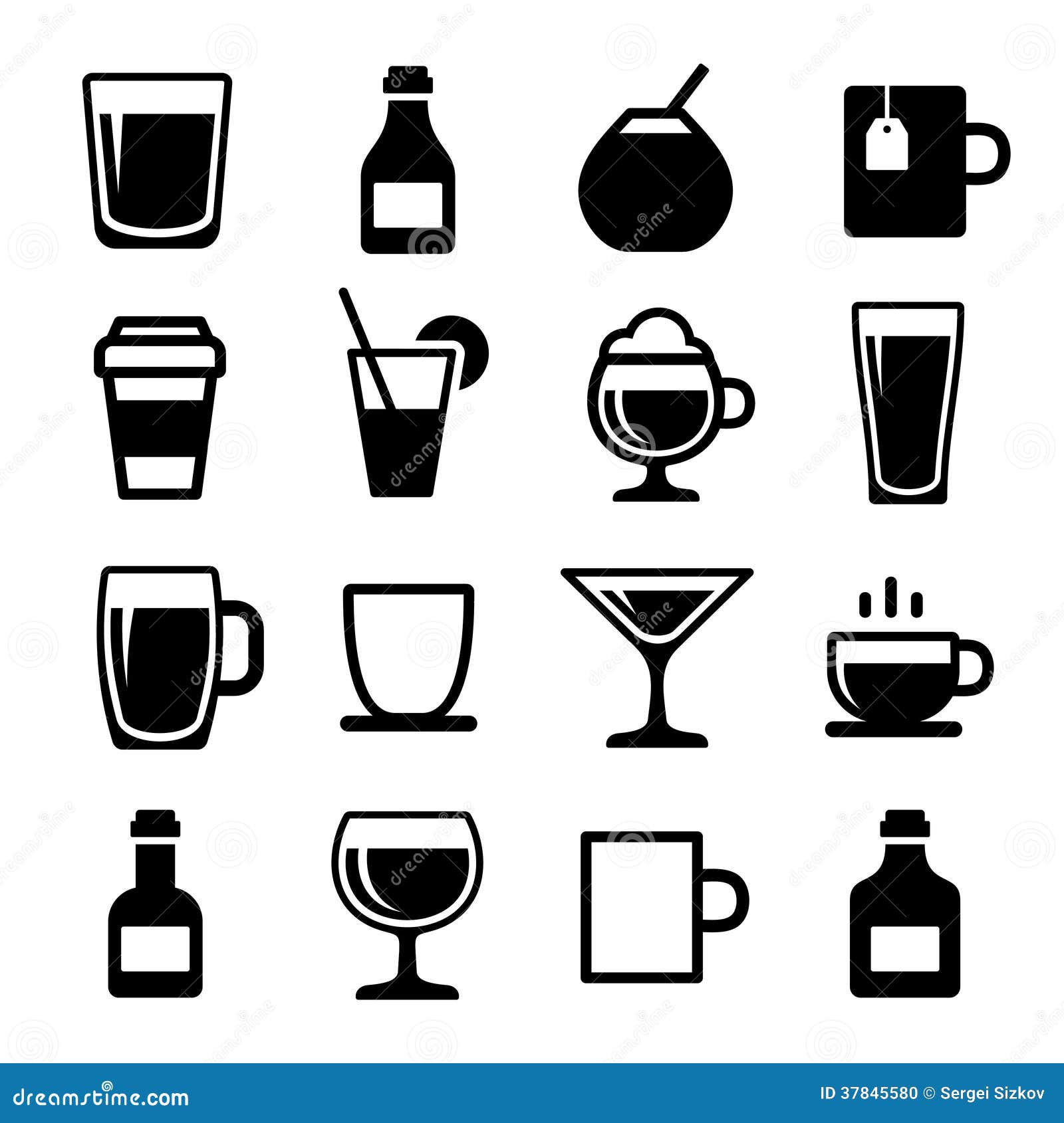 Drank En Drank Geplaatste Pictogrammen Vector Illustratie ...