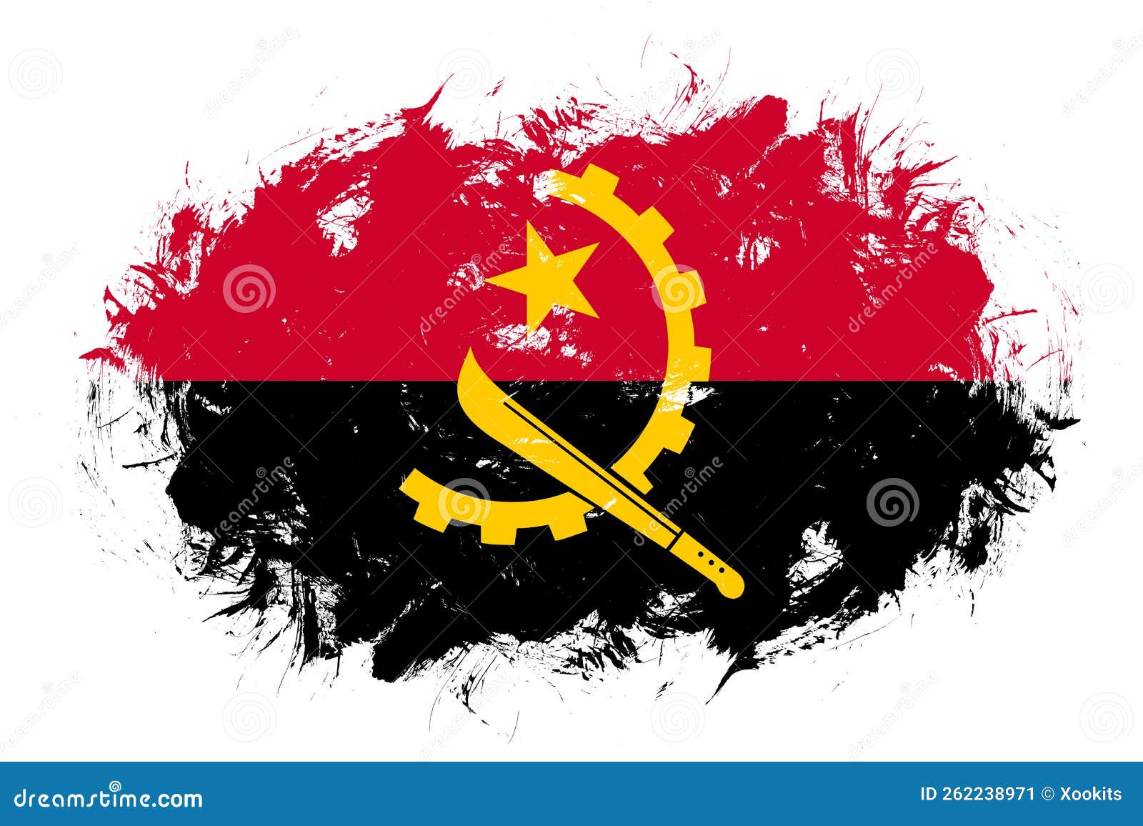 Drapeau Angola Sur Fond De Brosse De Trait Abstrait Illustration Stock ...