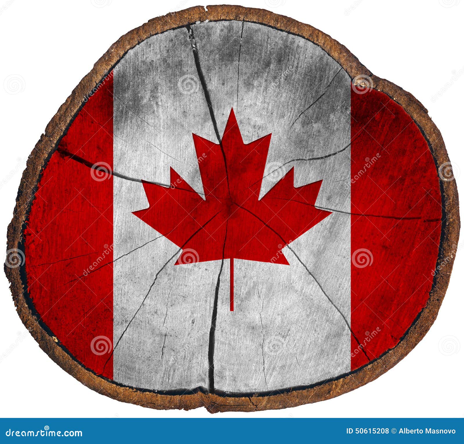 Drapeau Canadien Sur La Section Du Tronc D'arbre Illustration Stock ...