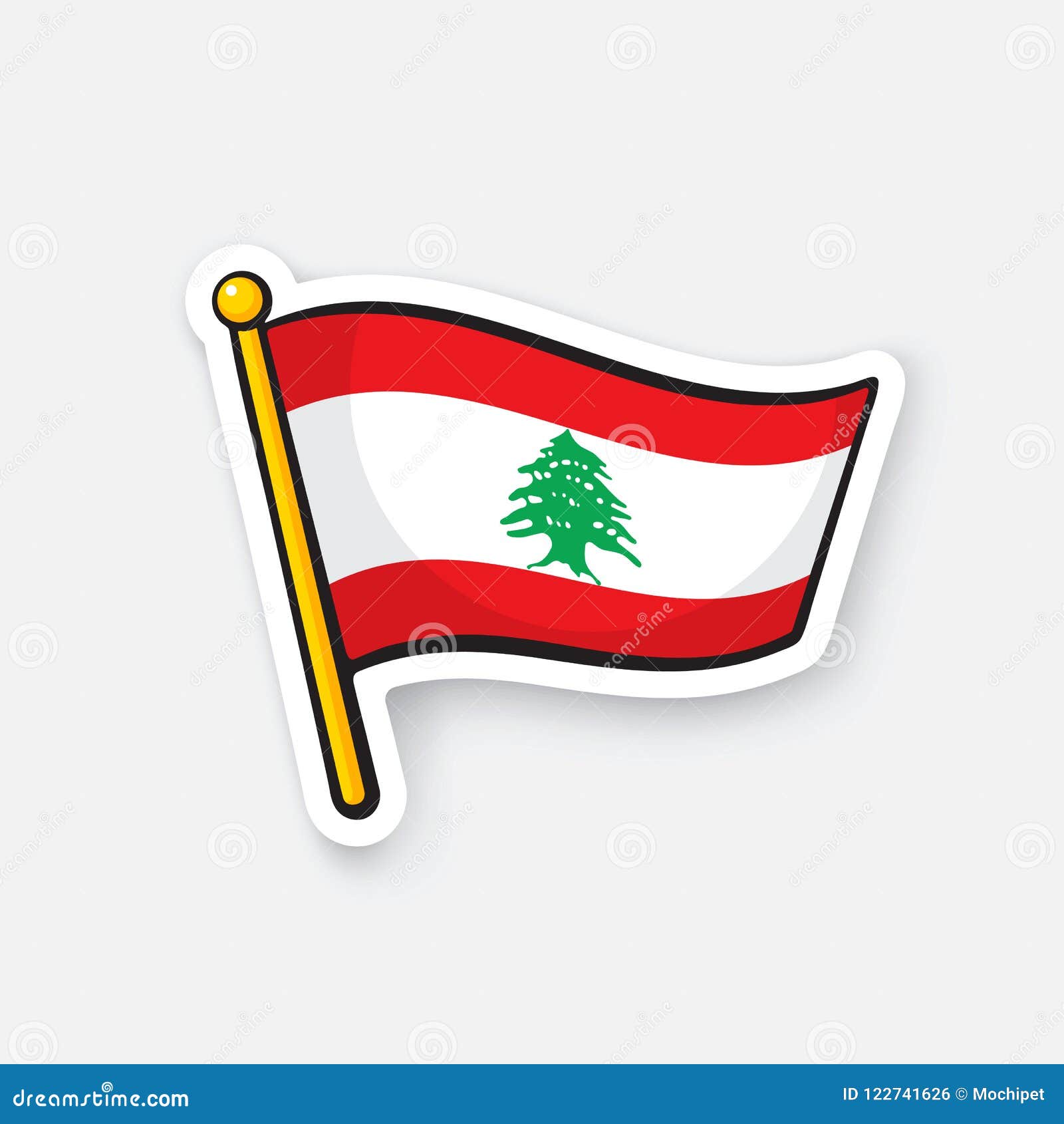 Drapeau D'autocollant Du Liban Sur La Hampe De Drapeaux Illustration de ...