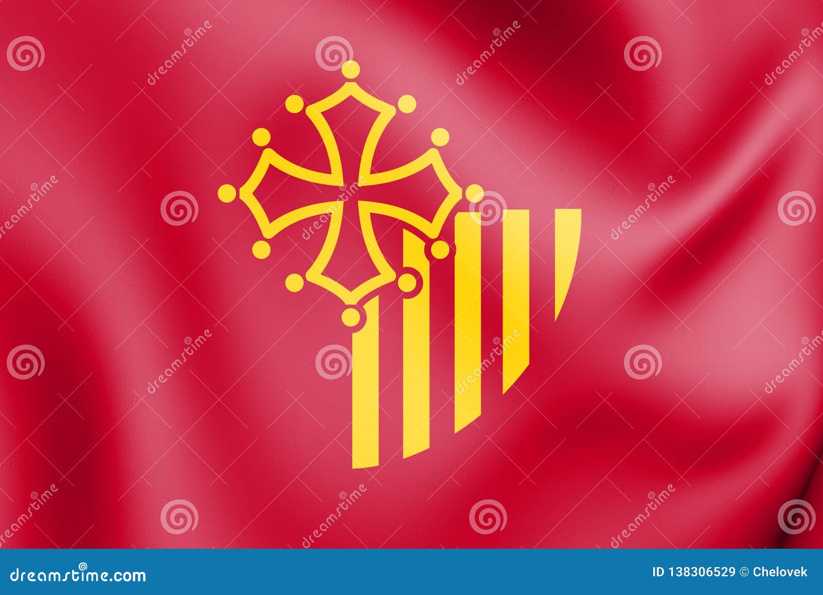 Drapeau 3D Du Languedoc-Roussillon, France Illustration Stock ...