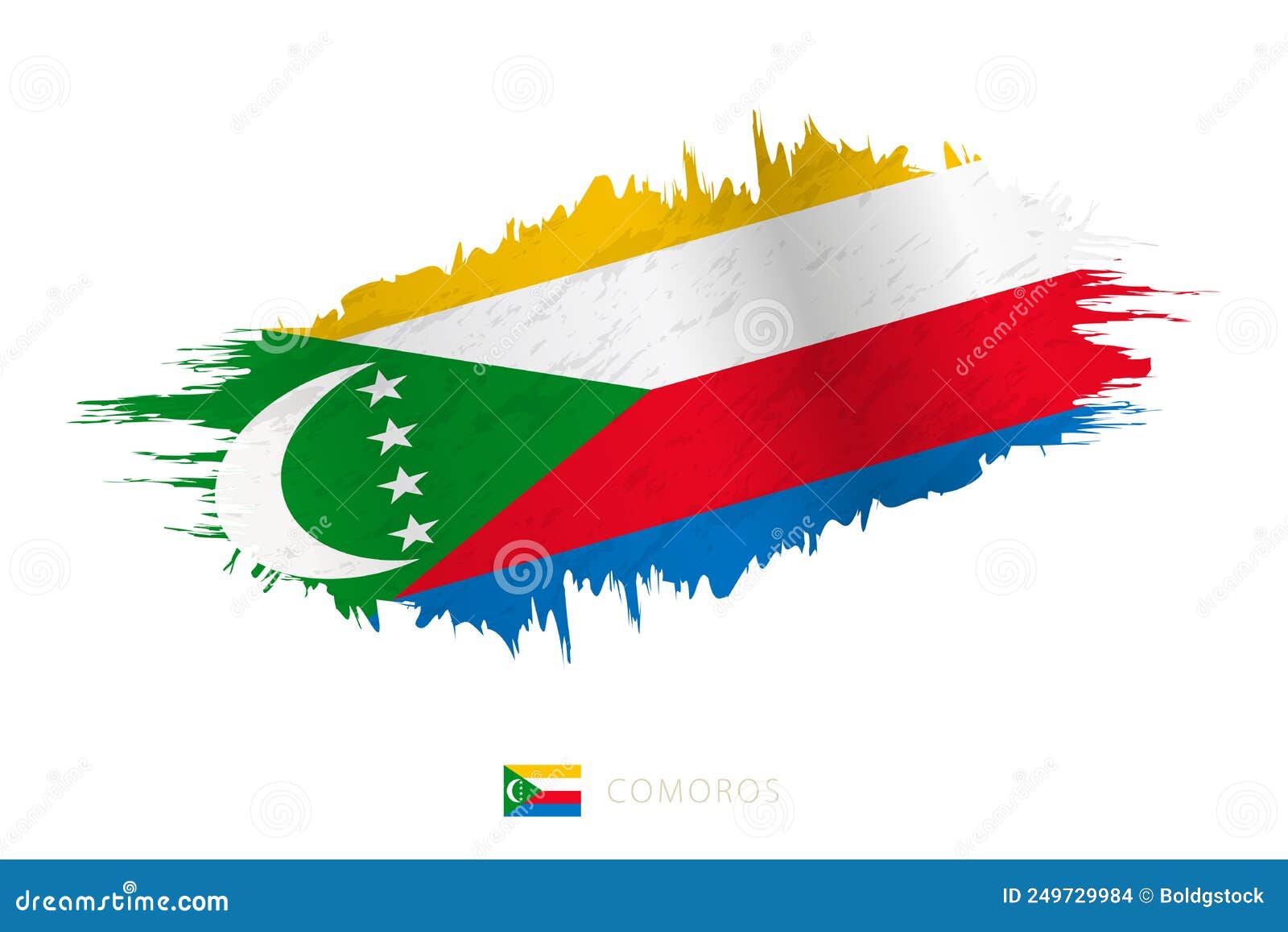 Drapeau De La Brosse Peinte Des Comores Avec Effet De Vague ...
