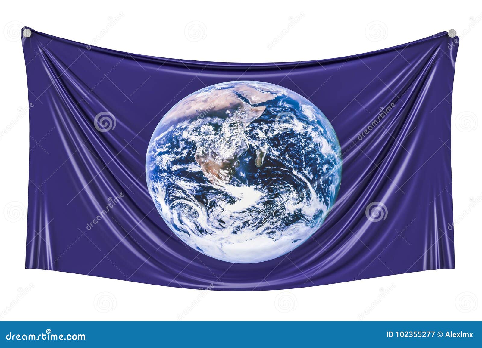 Drapeau De La Terre Accrochant Sur Le Mur, Rendu 3D Illustration Stock ...