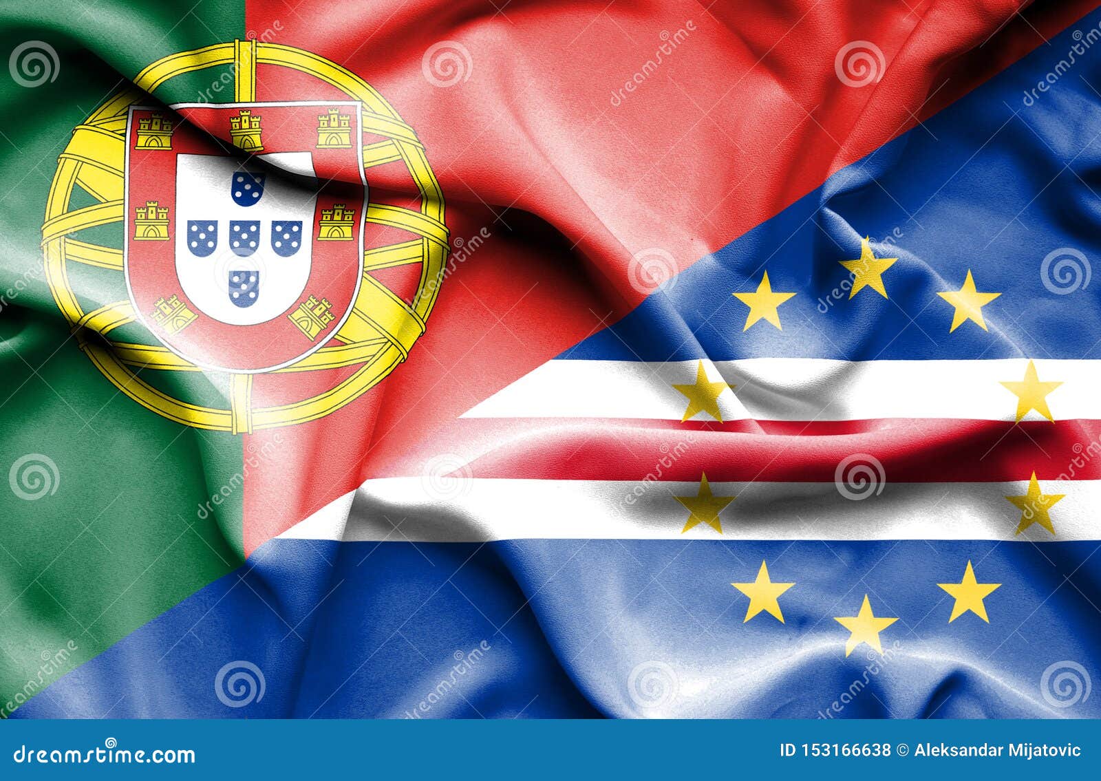 Drapeau De Ondulation Du Cap Vert Et Du Portugal Illustration Stock ...