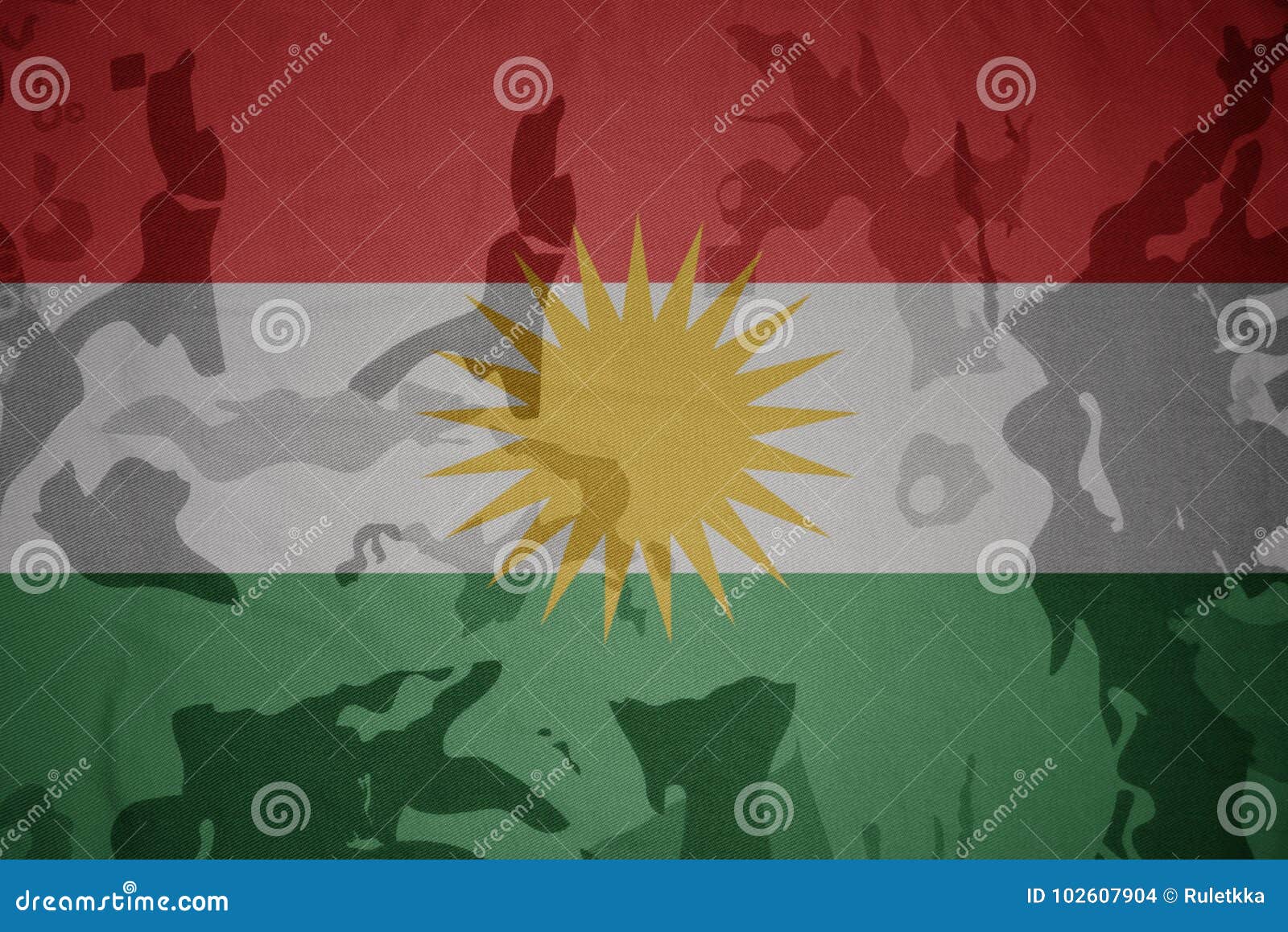 Drapeau Du Kurdistan Sur La Texture Kaki Concept Militaire Photo stock ...
