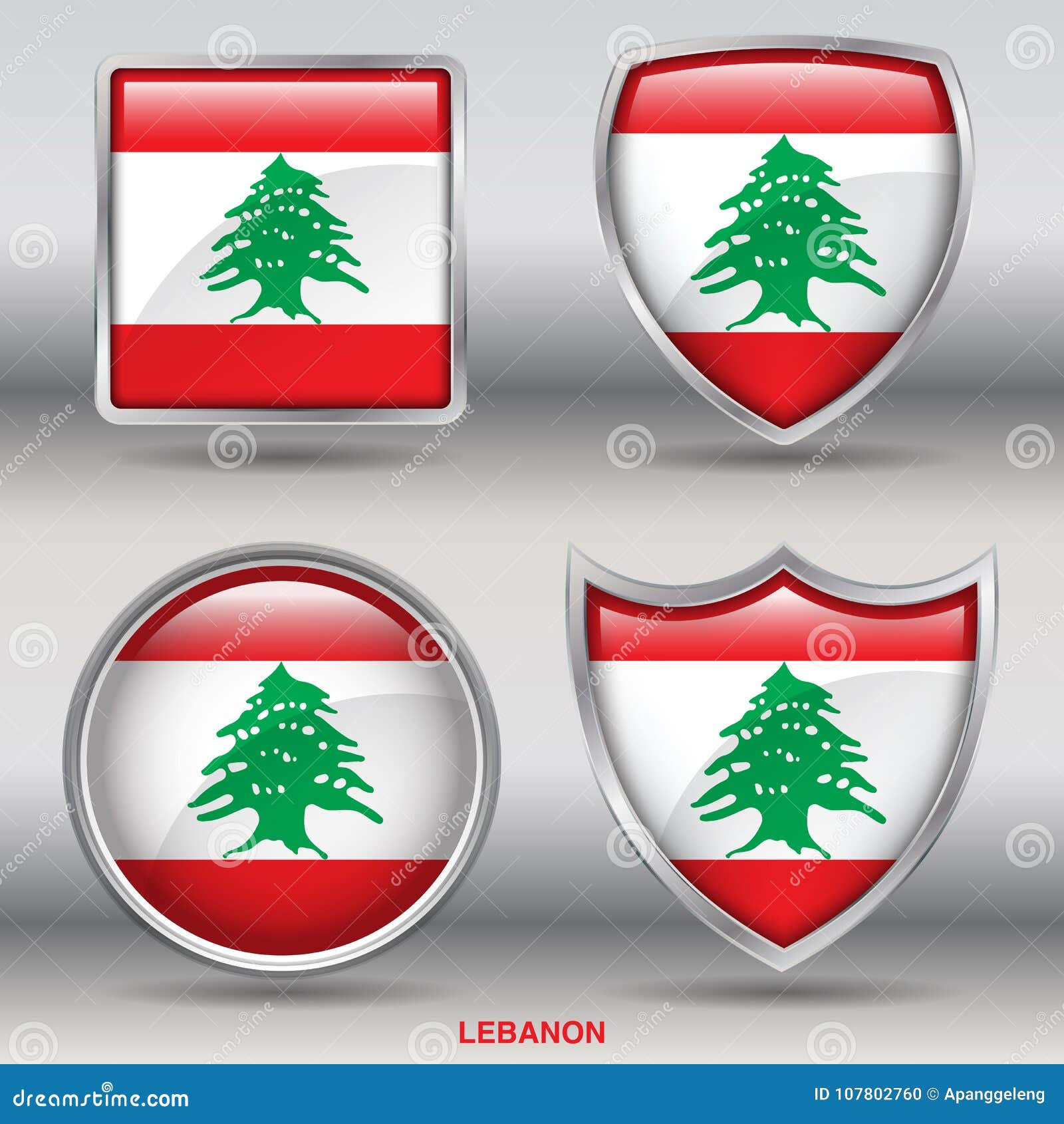 Drapeau Du Liban Dans La Collection De 4 Formes Avec Le Chemin De ...