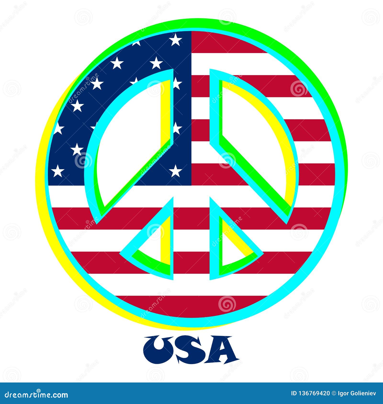 Drapeau Etats-Unis Comme Signe Du Pacifisme Illustration Stock ...