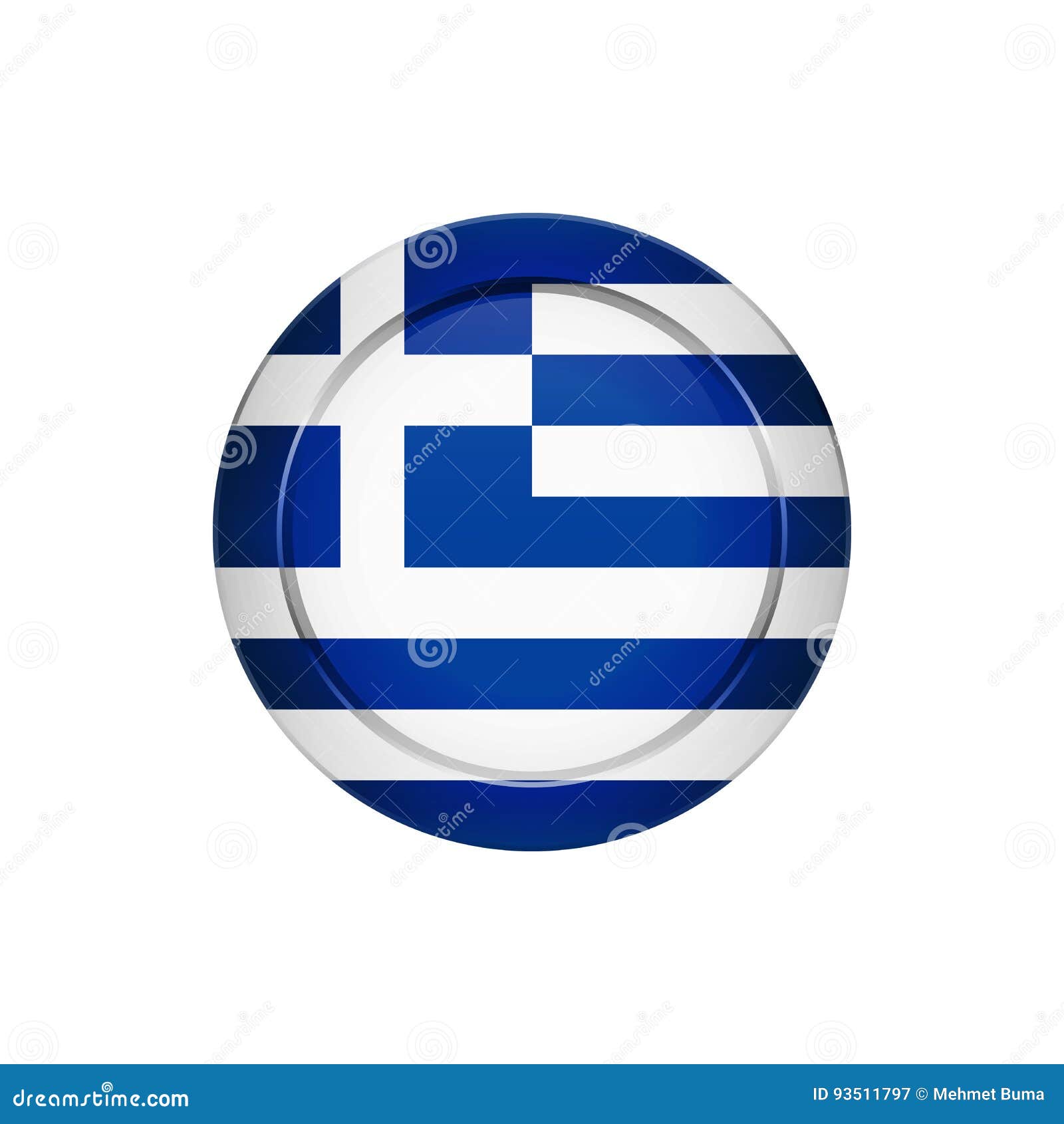 Drapeau Grec Sur Le Bouton Rond, Illustration Illustration de Vecteur ...