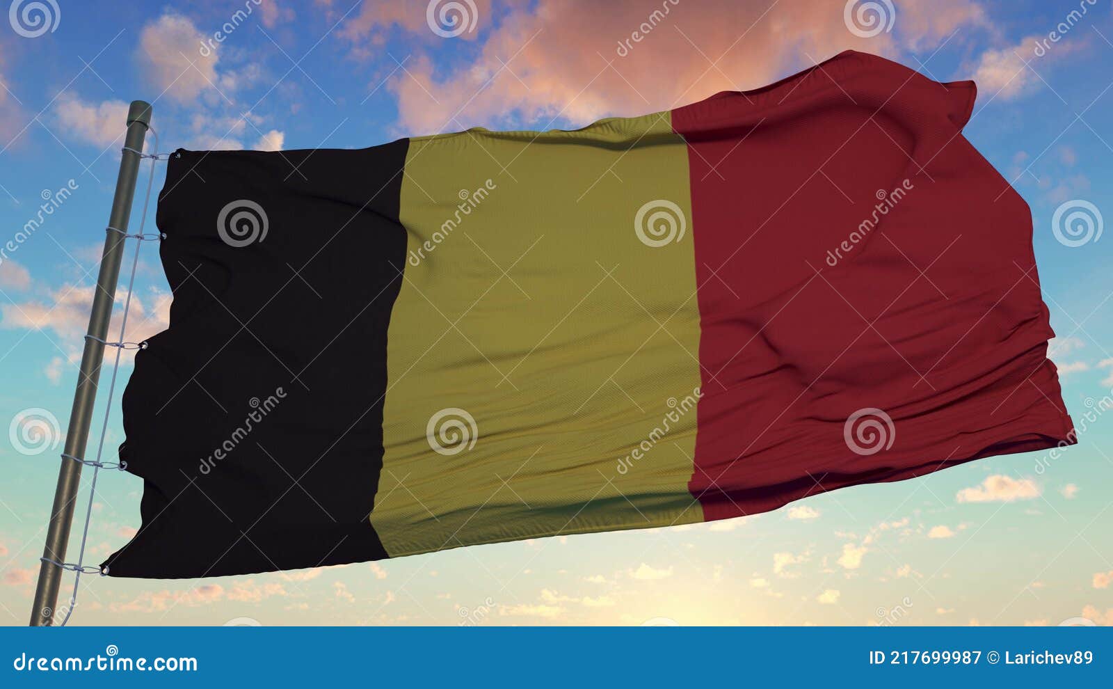 Drapeau National Belgique Flottant Dans Le Vent 3d Illustration Stock ...