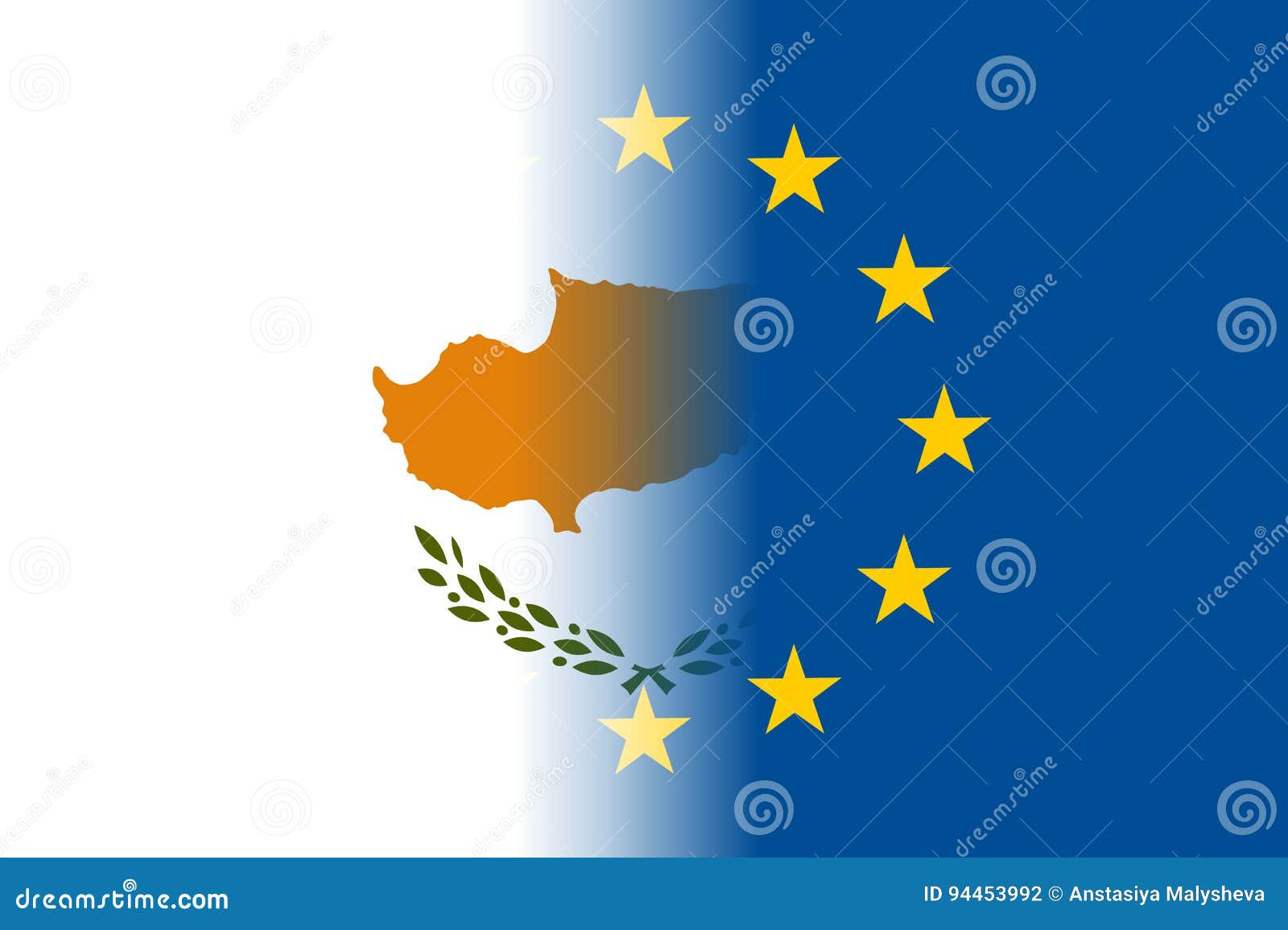 Drapeau National De La Chypre Avec Un Cercle D'UE Illustration de ...