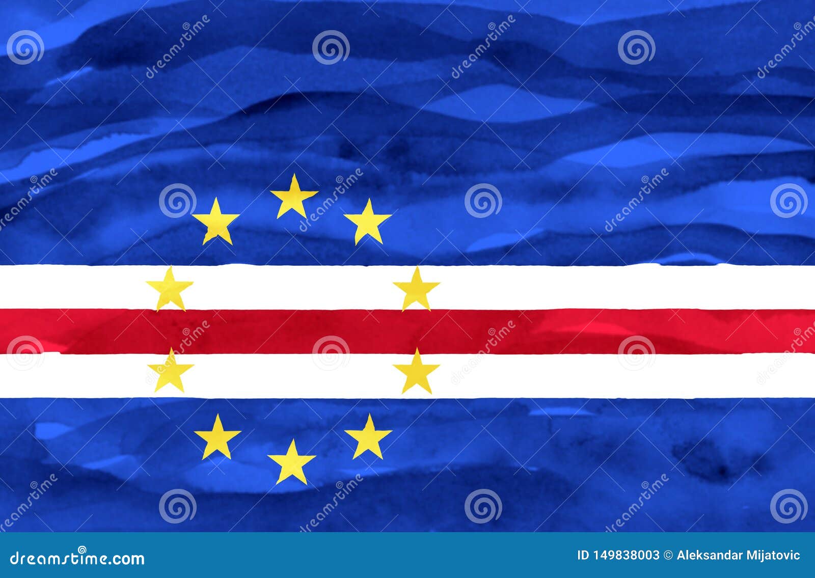 Drapeau peint du Cap Vert image stock. Image of pays - 149838003