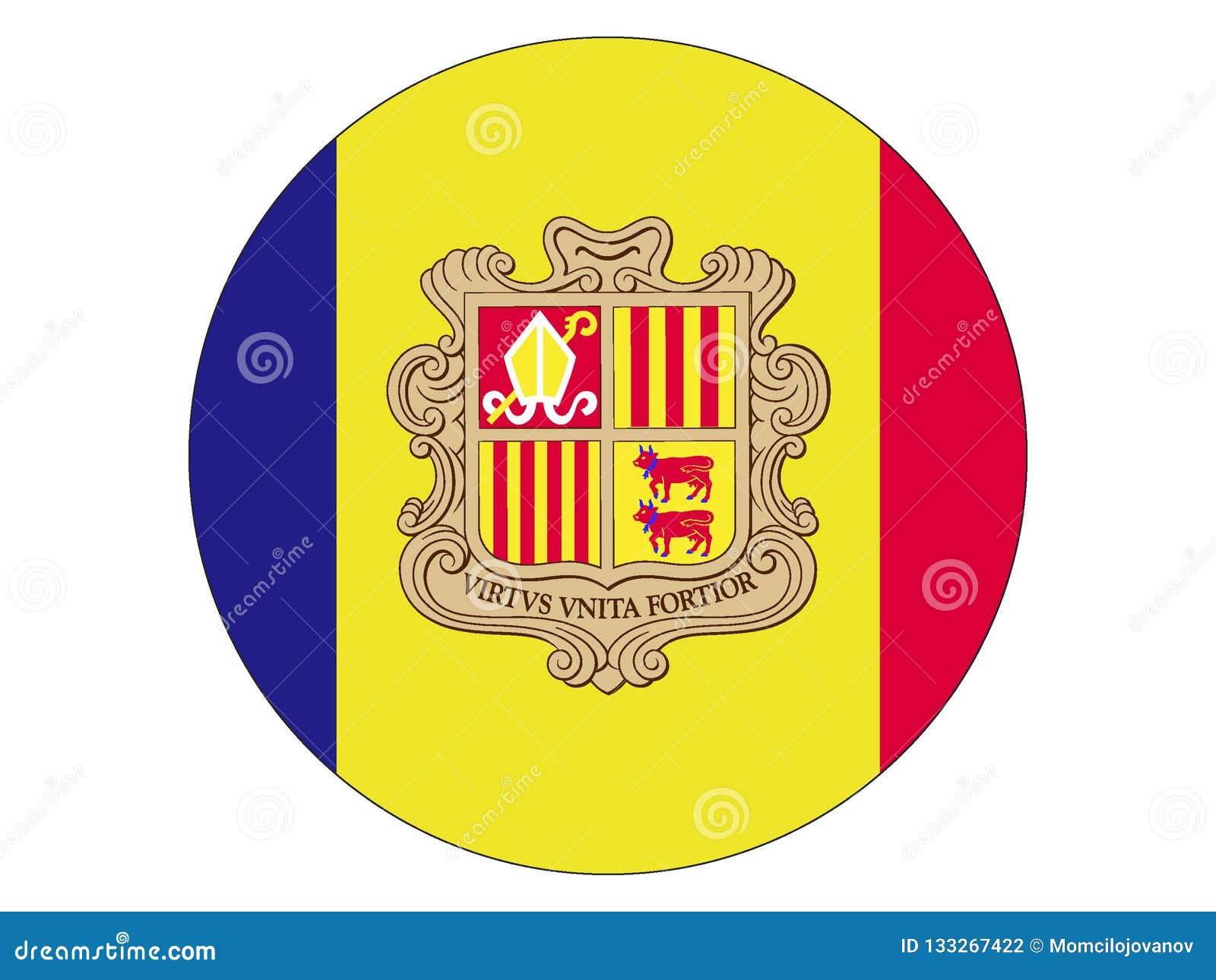 Drapeau rond de l'Andorre illustration de vecteur. Illustration du ...