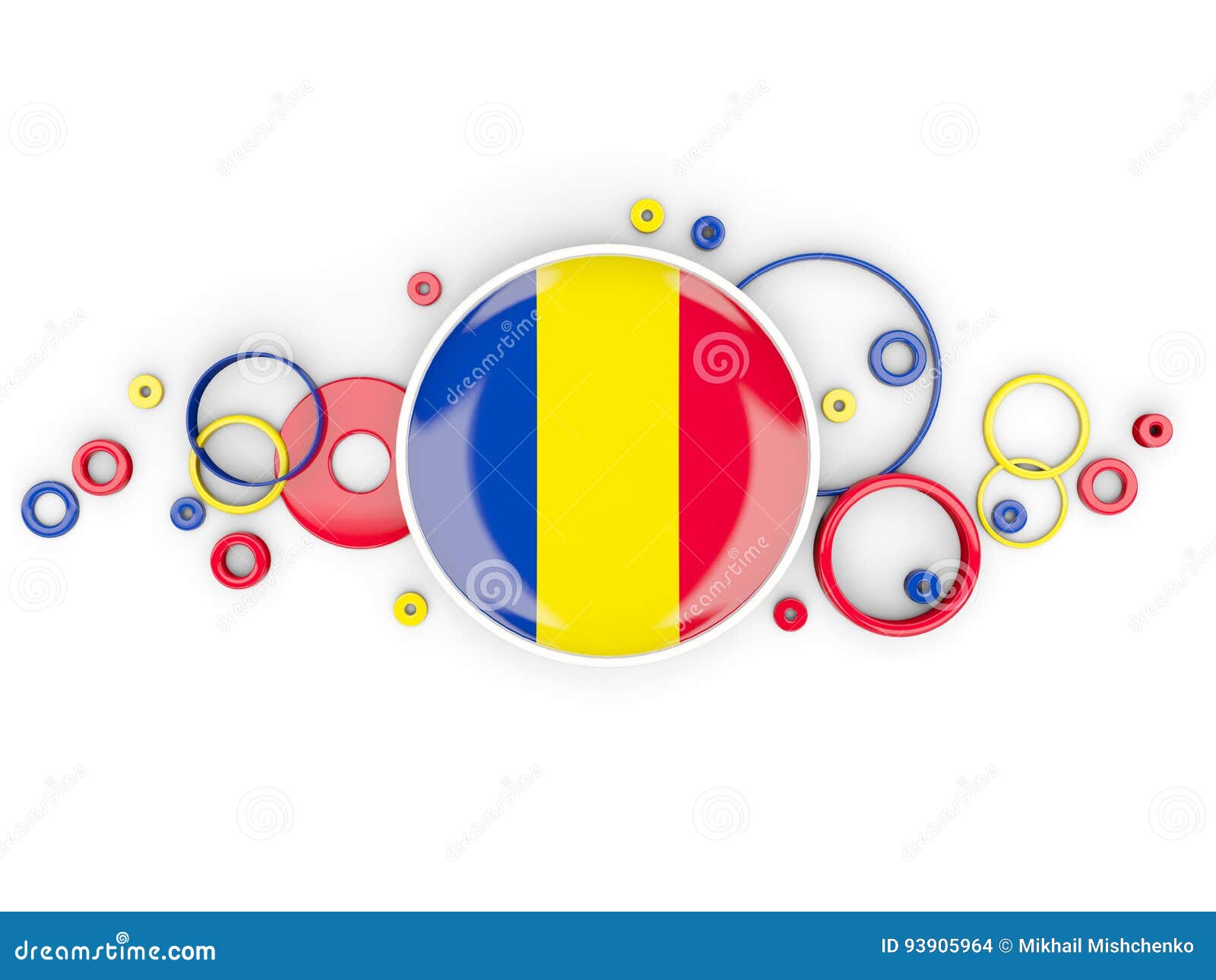 Drapeau Rond De La Roumanie Avec Le Modèle De Cercles Illustration ...