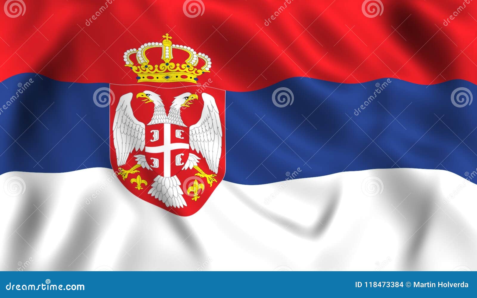 Drapeau Serbe Ondulant Dans Le Symbole De Vent De La Serbie ...