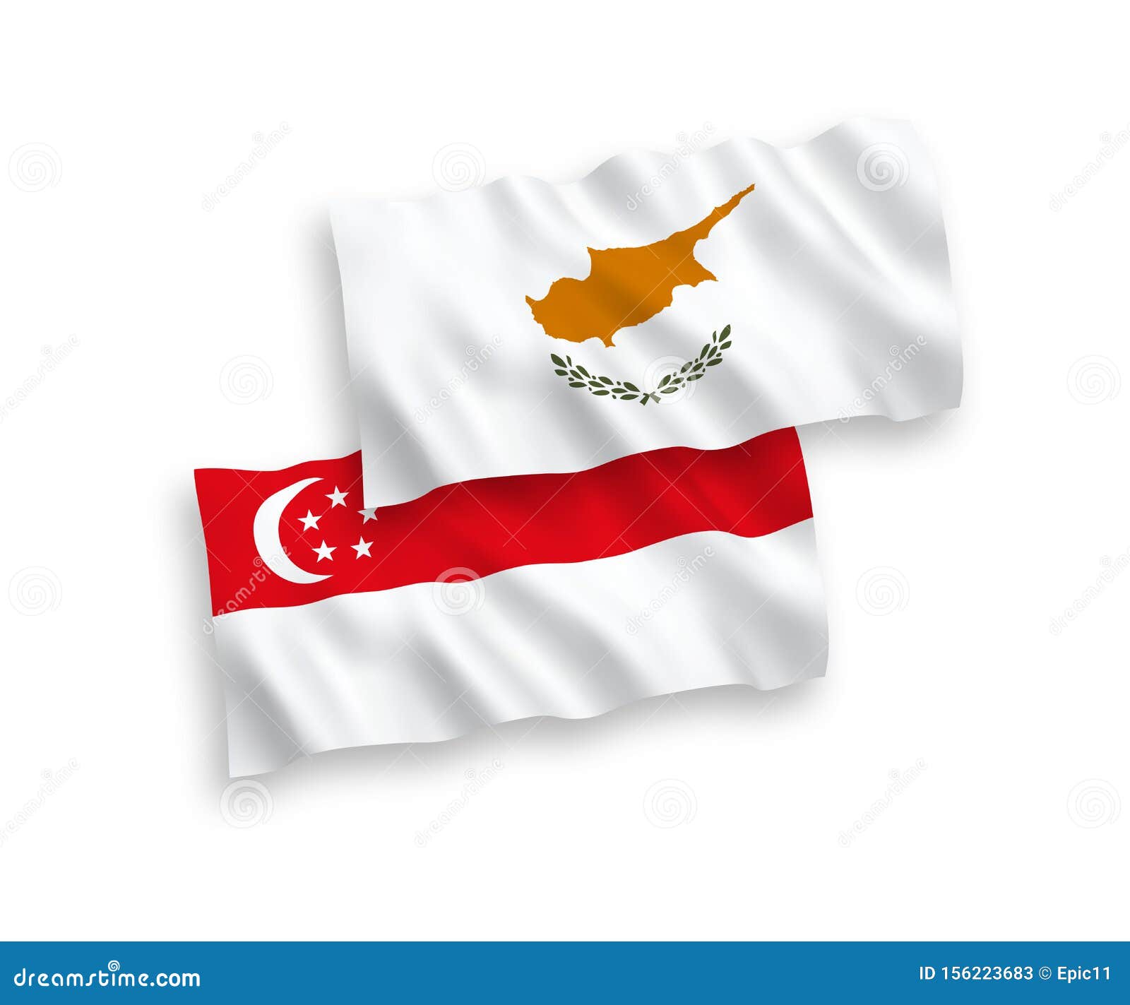Drapeaux De Chypre Et De Singapour Sur Fond Blanc Illustration de ...
