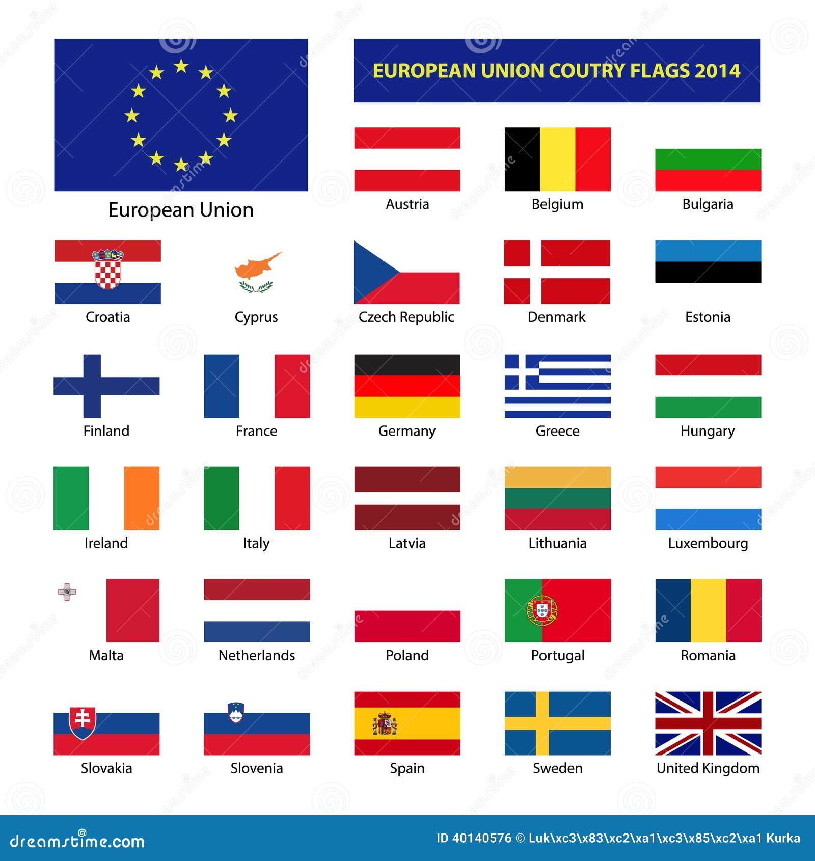 Drapeaux De Pays De L'Union Européenne 2014 Illustration de Vecteur ...