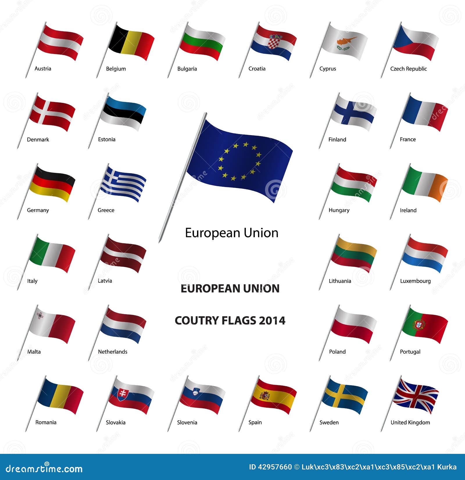 Drapeaux De Pays De L'Union Européenne 2014 Illustration de Vecteur ...