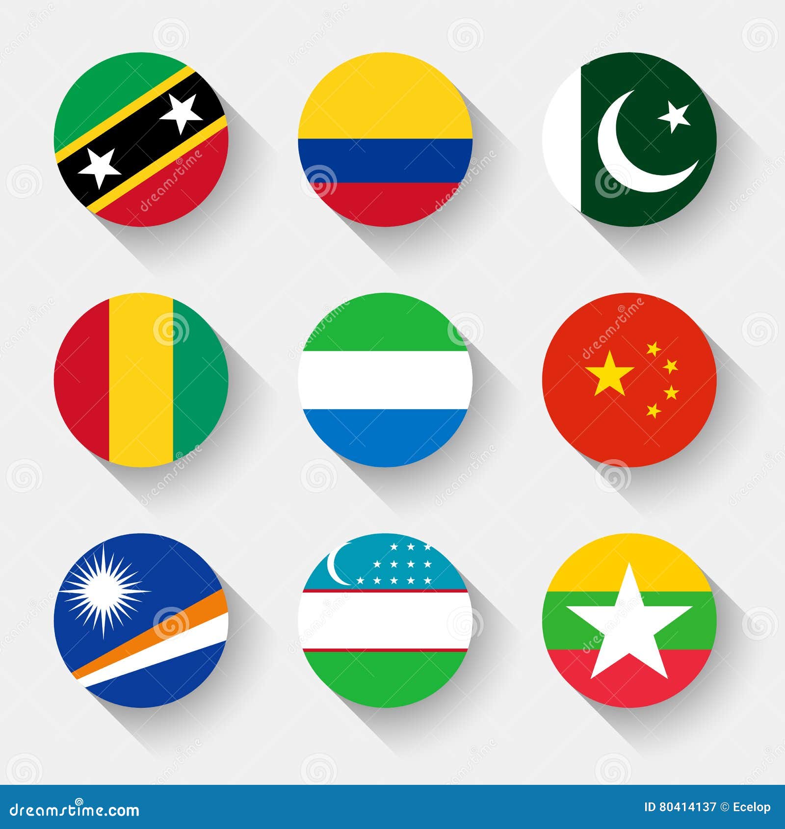 Drapeaux Du Monde, Boutons Ronds Illustration de Vecteur - Illustration ...