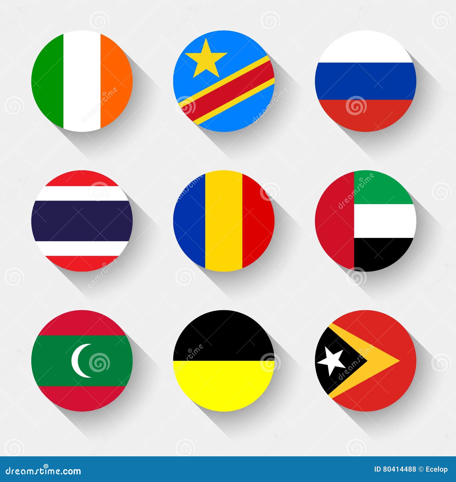 Drapeaux Du Monde, Boutons Ronds Illustration de Vecteur - Illustration ...