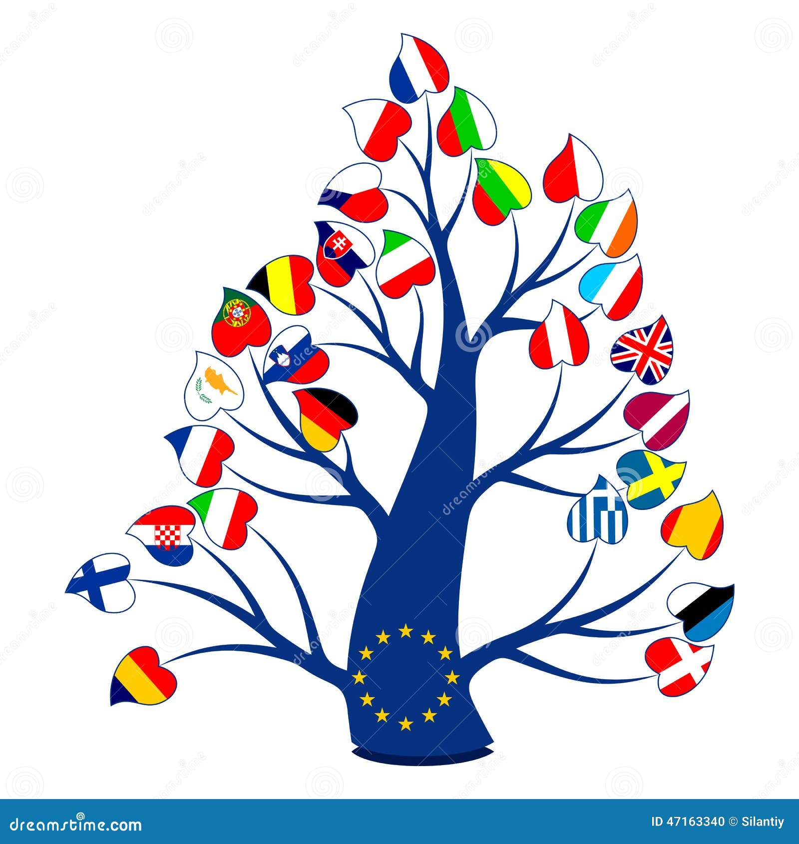 Drapeaux sur l'arbre illustration de vecteur. Illustration du objet ...