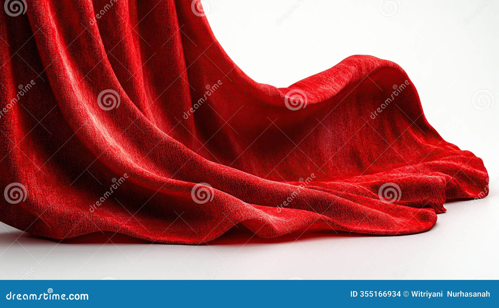 Draped Red Fabric on White Background Stock Illustration - Illustration ...