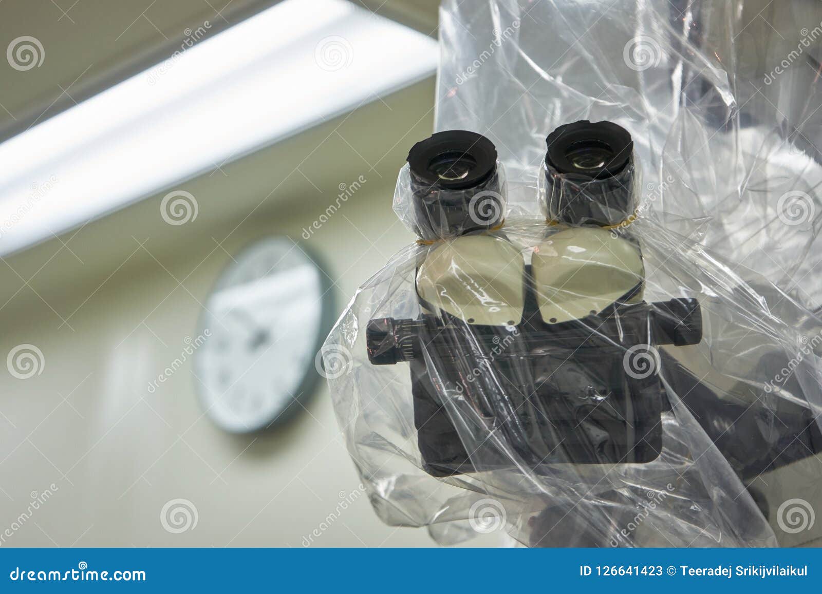A Draped Surgical Microscope in Operating Room Stock Image - Image of ...