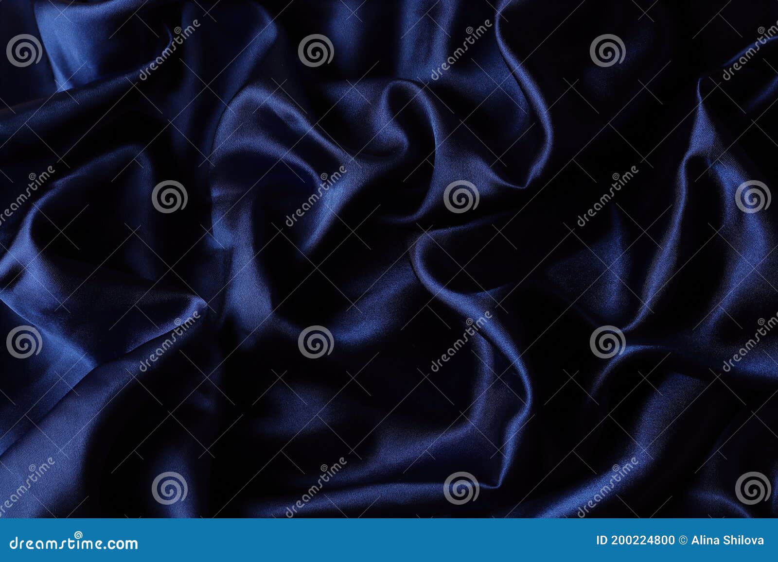 Drapery of Dark Blue Glossy Fabric Stock Photo - Image of surface ...