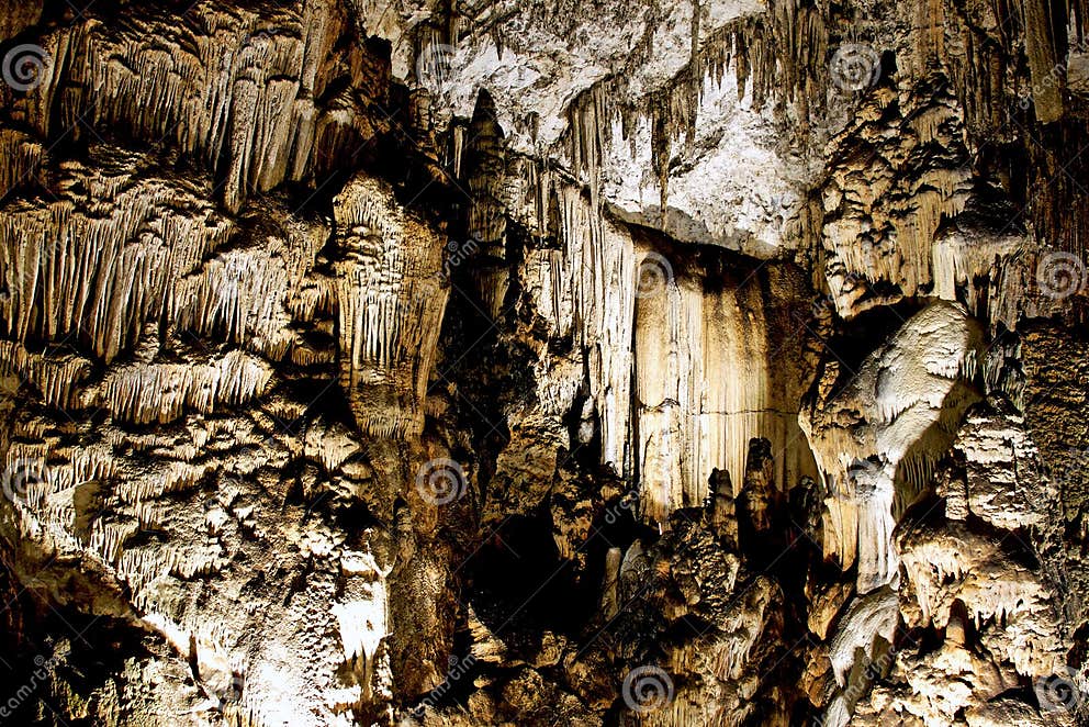 Drapery Formation in a Cavern Stock Image - Image of flowstone, acute ...