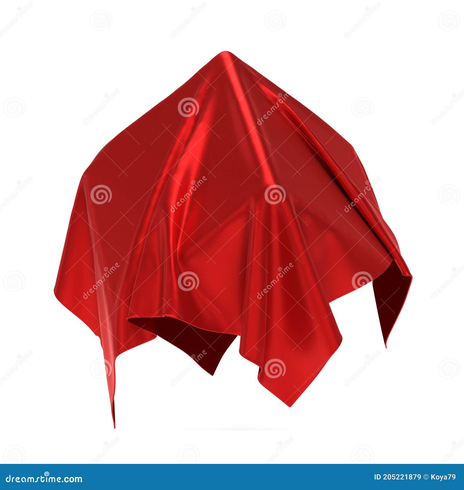 Drapery, Red Fabric Covering Box Shape Isolated on White Background, 3d ...