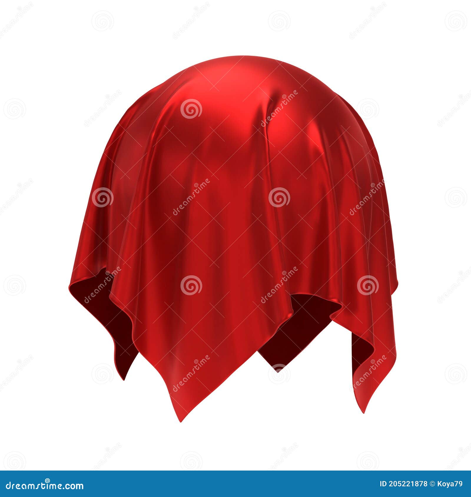 Drapery, Red Fabric Covering Spherical Shape Isolated on White ...