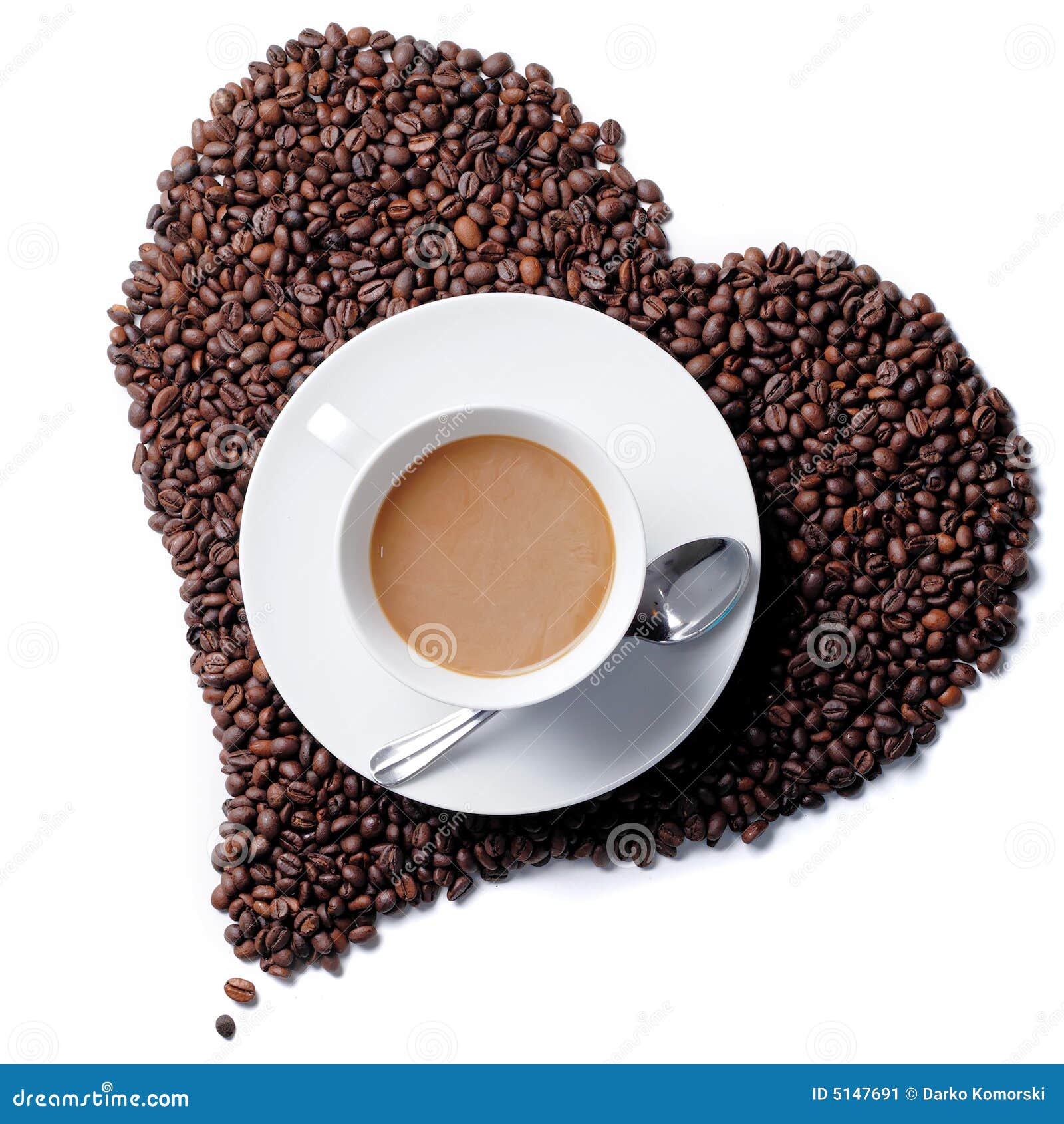Draufsicht Der Kaffeetasse Mit Innerem Formte Bohnen Stockbild - Bild ...