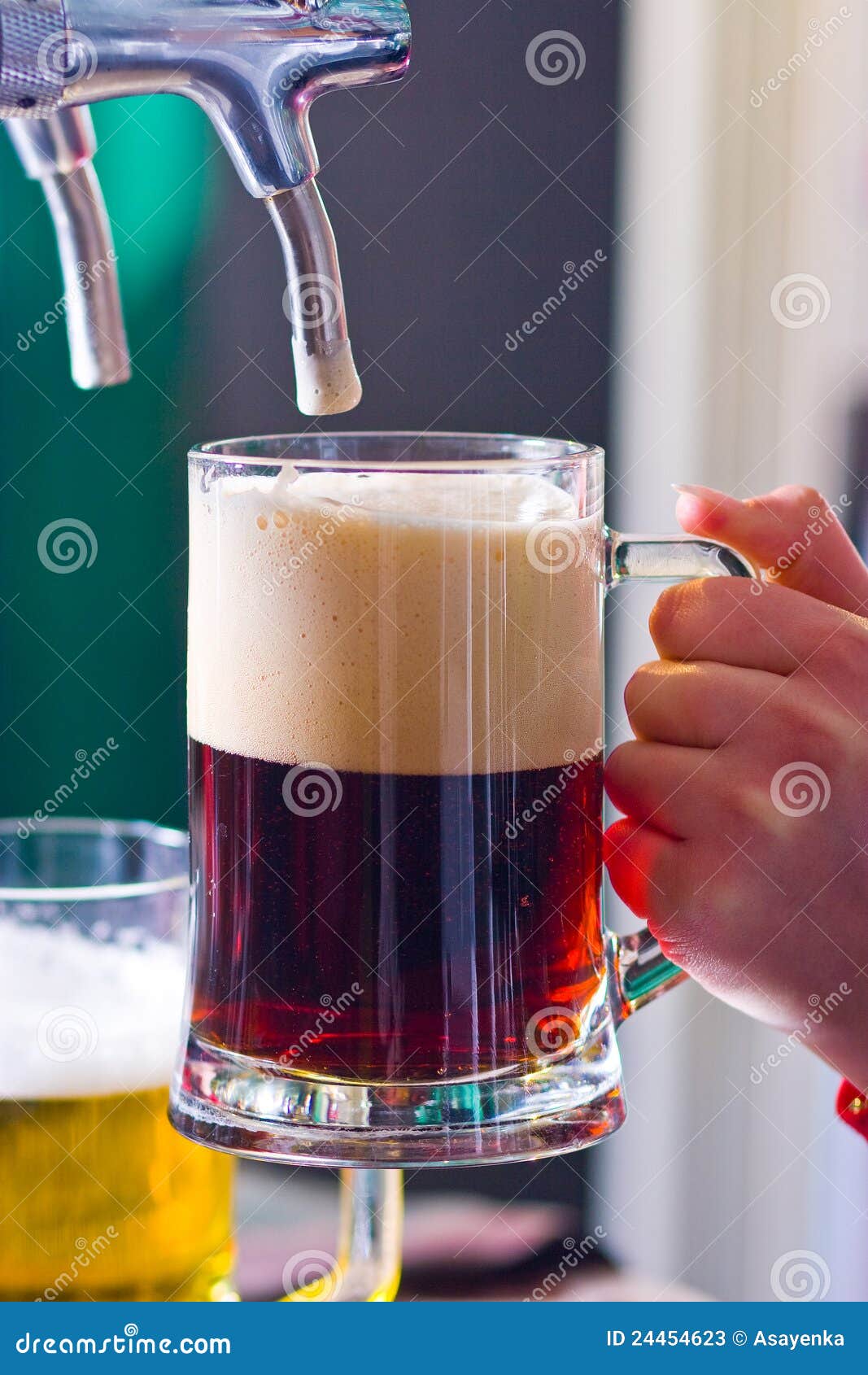 Draught beer stock image. Image of enjoyment, glass, hand - 24454623