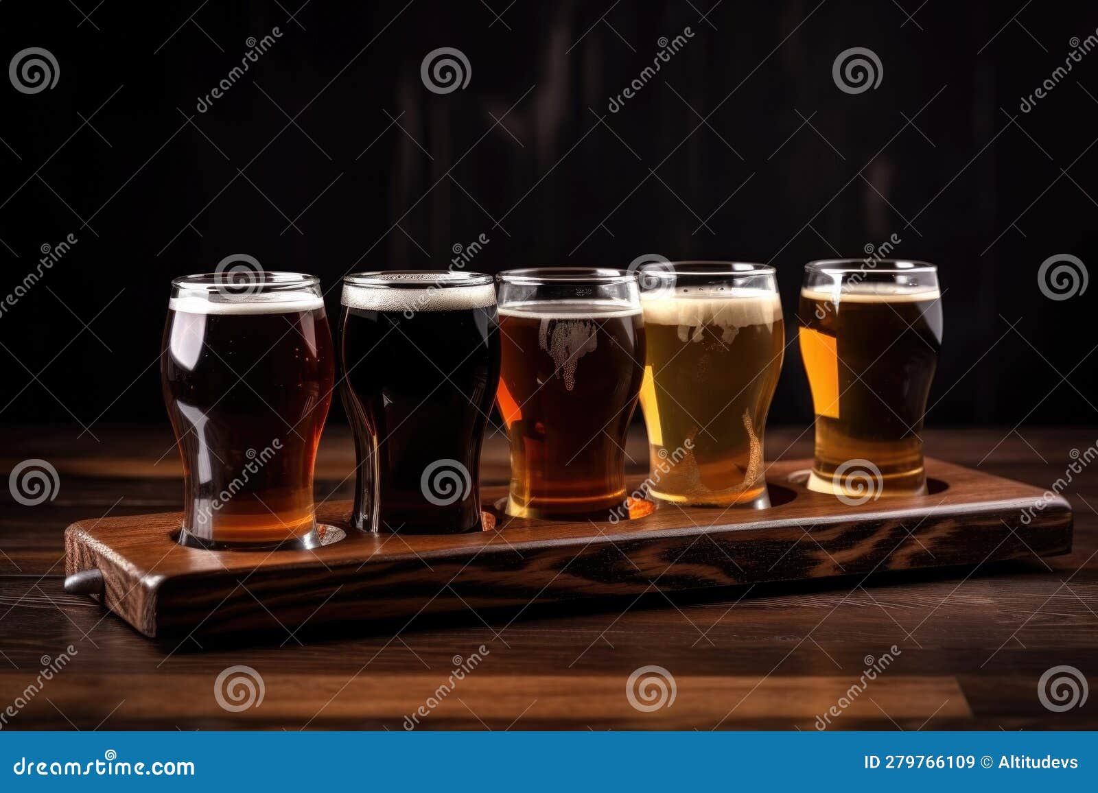Draught Beer Flight, with Variety of Beers in Different Glasses for ...