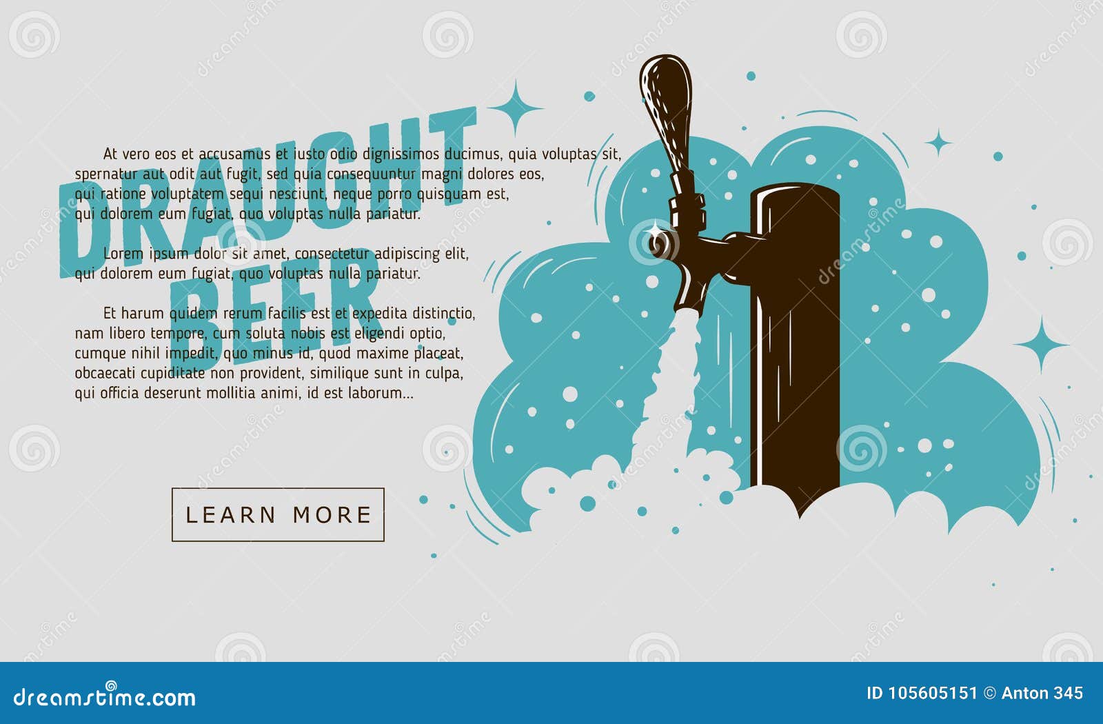 Draught Beer Tap with Foam Web Banner Design for Promotion. Stock ...