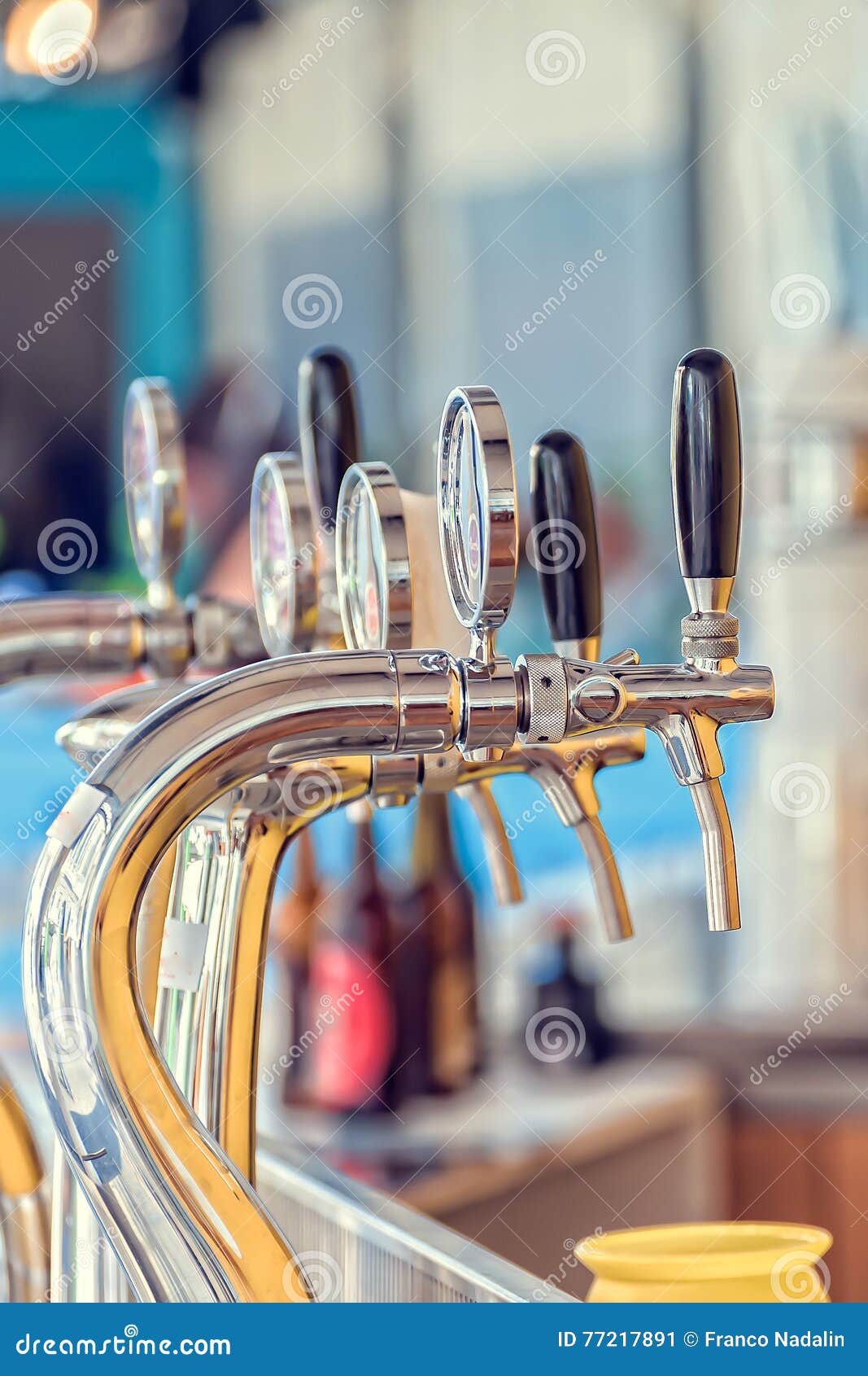 Draught Beer Taps in a Bar. Stock Image - Image of drought, steel: 77217891