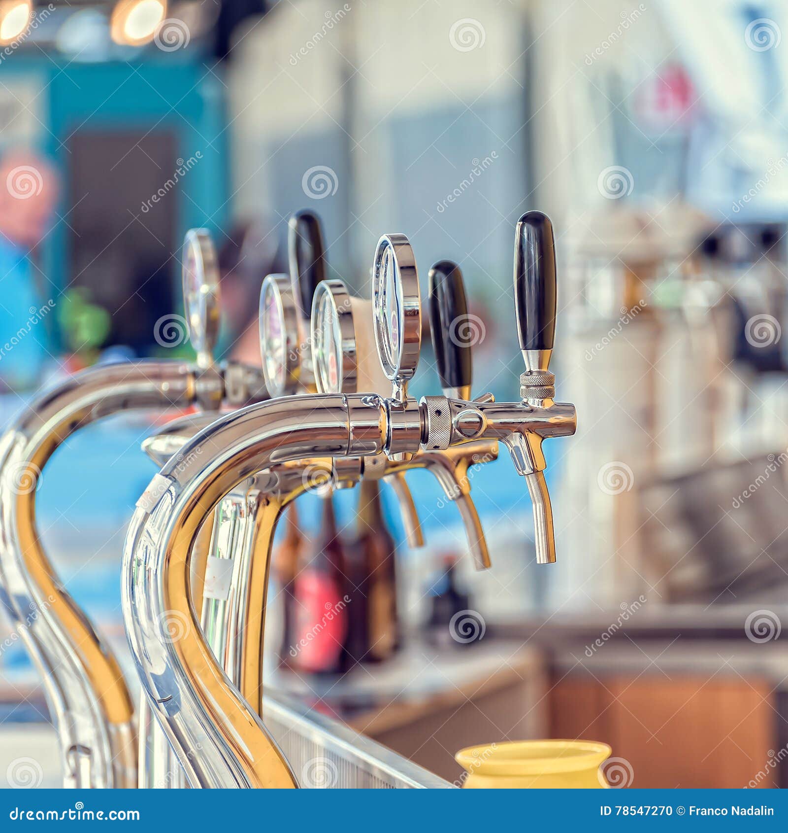 Draught Beer Taps in a Bar. Stock Photo - Image of refreshment, brewery ...