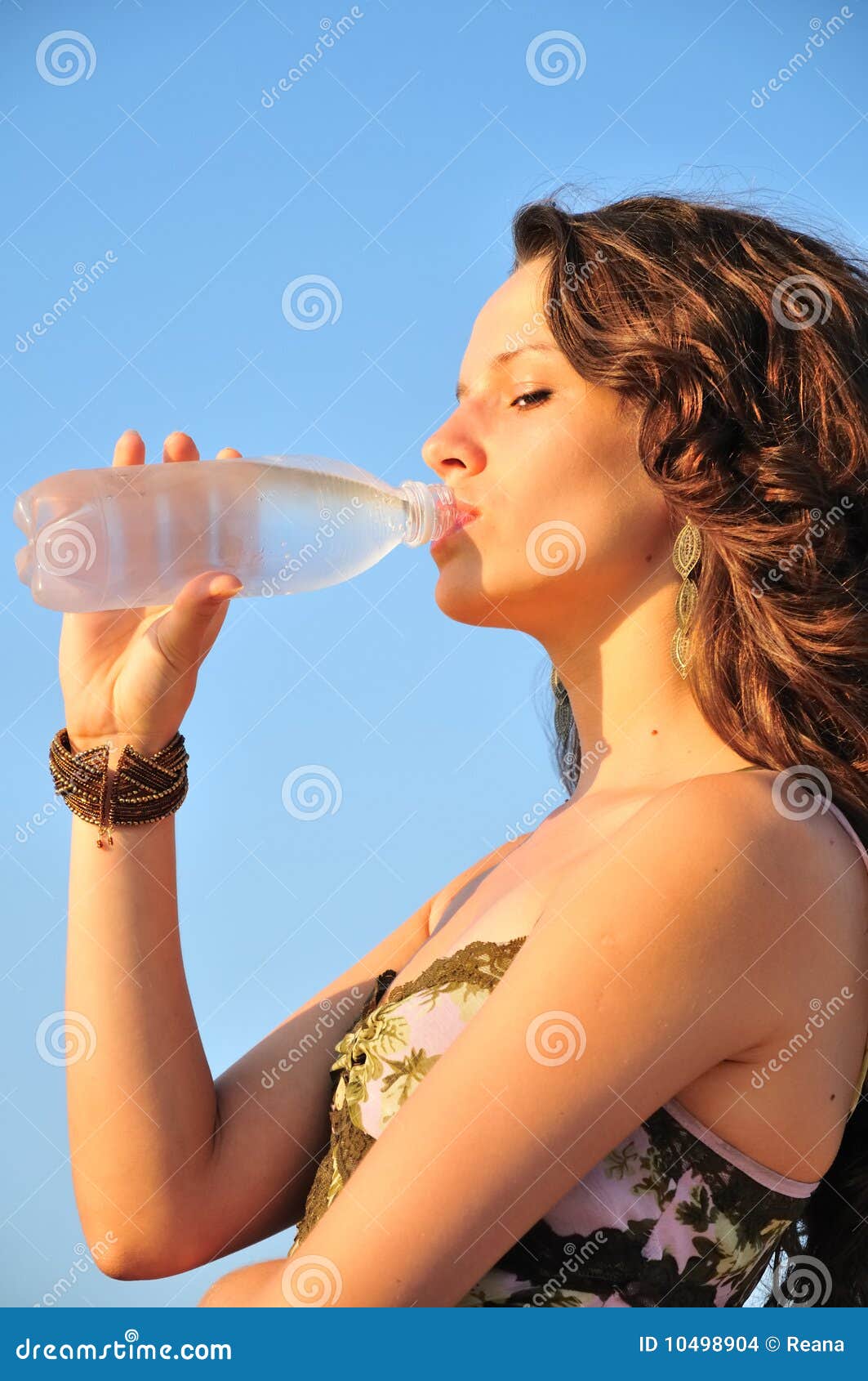 Draught of Cold Water in Hot Day Stock Photo - Image of beauty, female ...