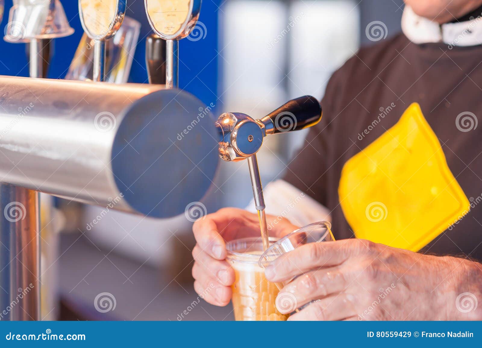 Draught Draft Beer Taps in a Bar . Stock Image - Image of draught, pint ...