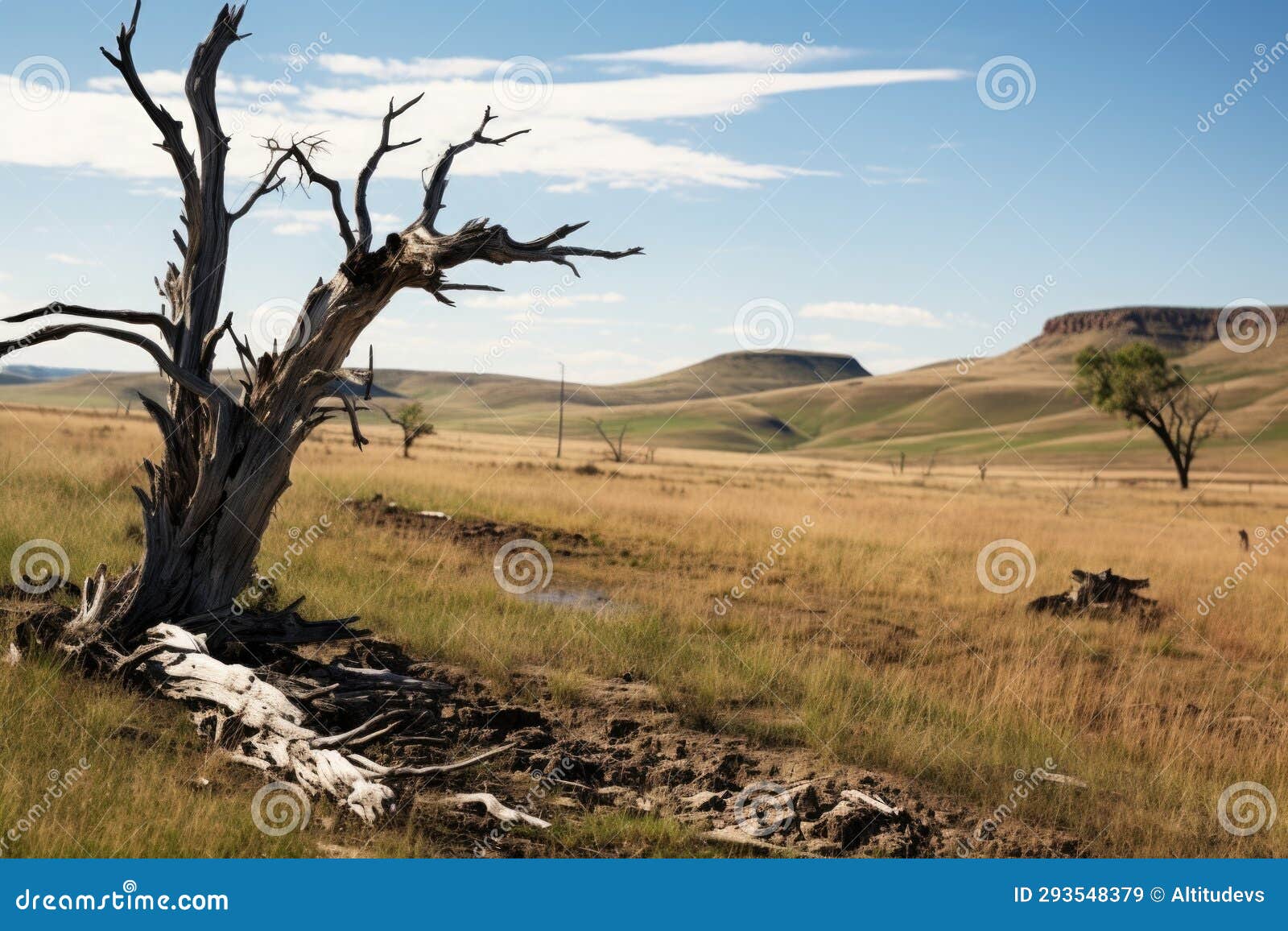 Draught-ridden Land with a Dead Tree in Focus Stock Image - Image of ...