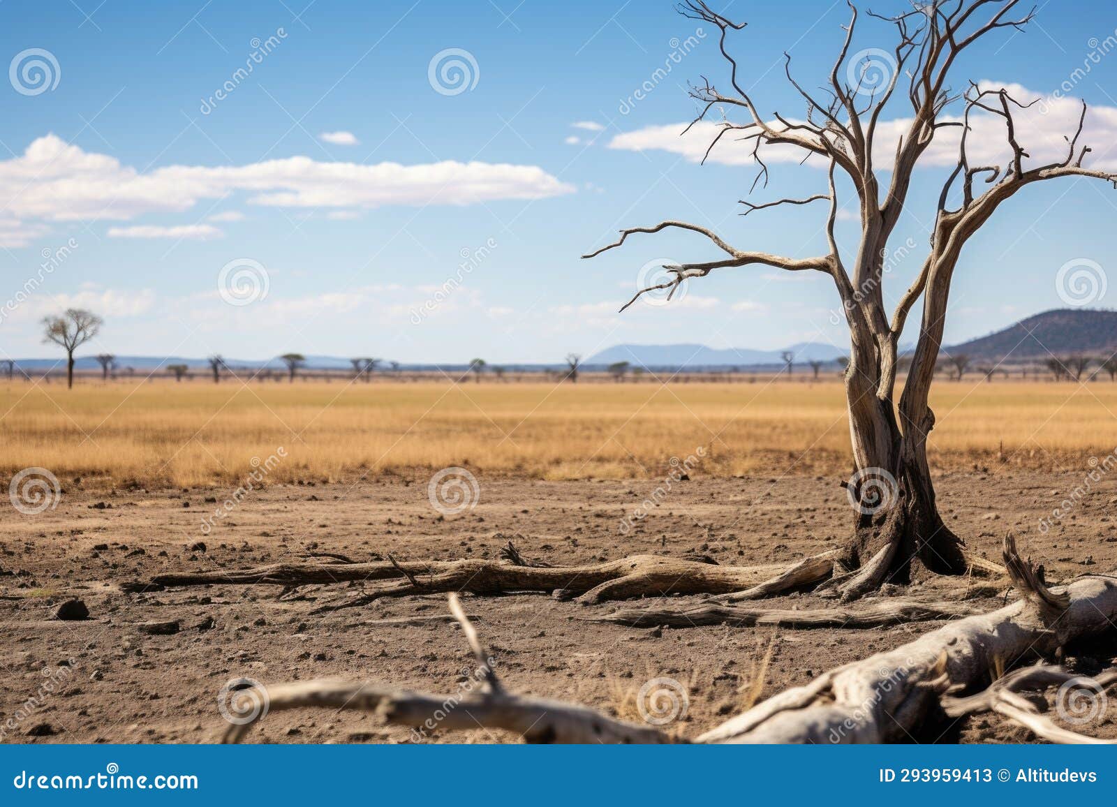 Draught-ridden Land with a Dead Tree in Focus Stock Image - Image of ...