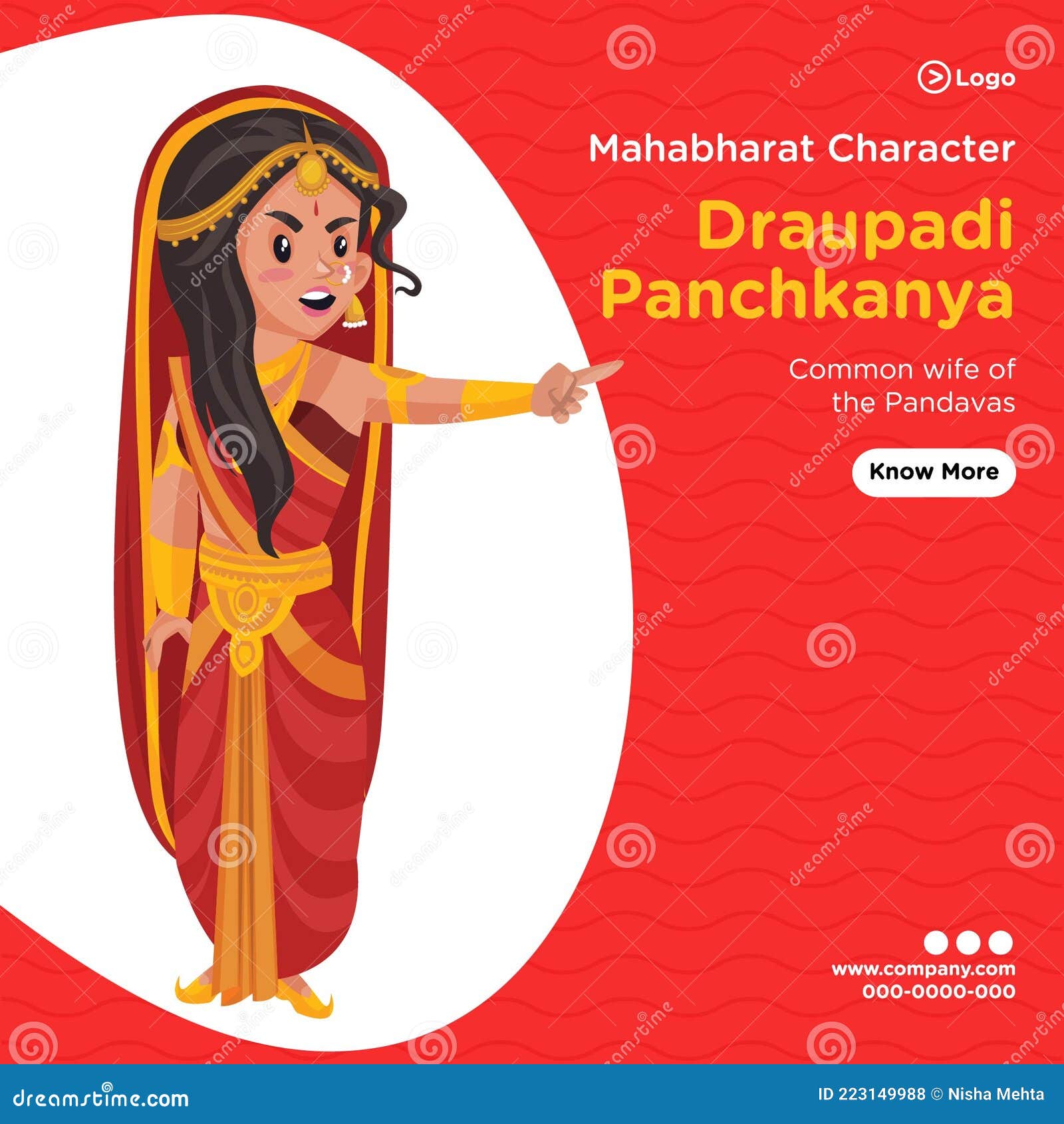 Banner Design of Mahabharat Character Draupadi Panchkanya Stock Vector ...